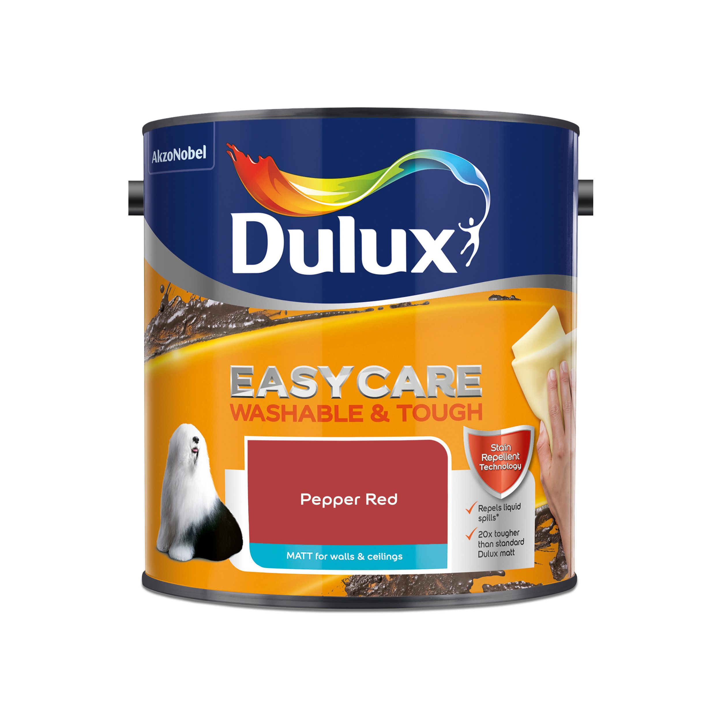 Dulux Easycare Washable & tough Pepper red Matt Emulsion paint, 2.5L ...