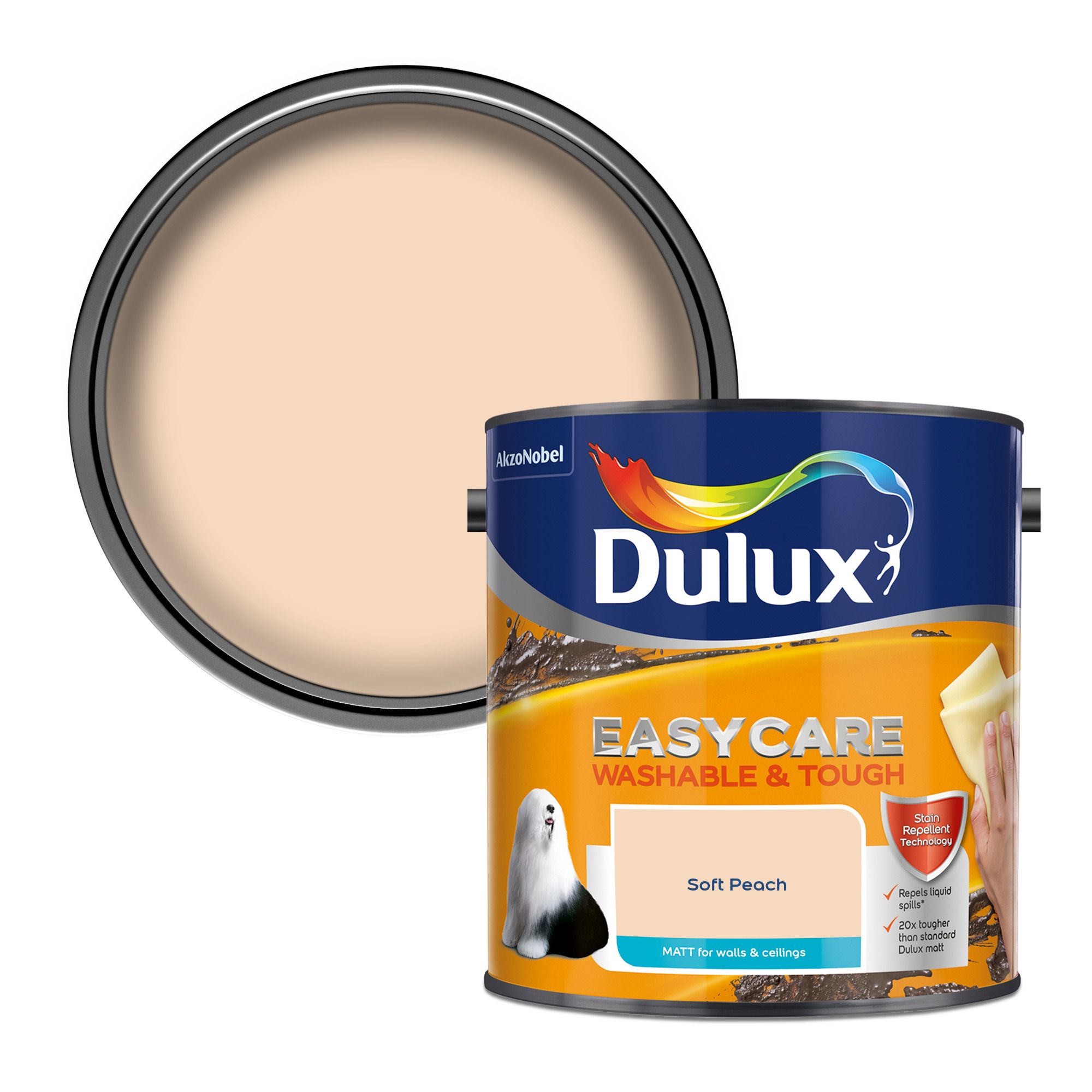 Dulux Easycare Washable & Tough Soft peach Matt Wall & ceiling Emulsion ...