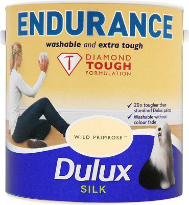 Dulux Endurance Wild primrose Silk Emulsion paint, 2.5L at B&Q