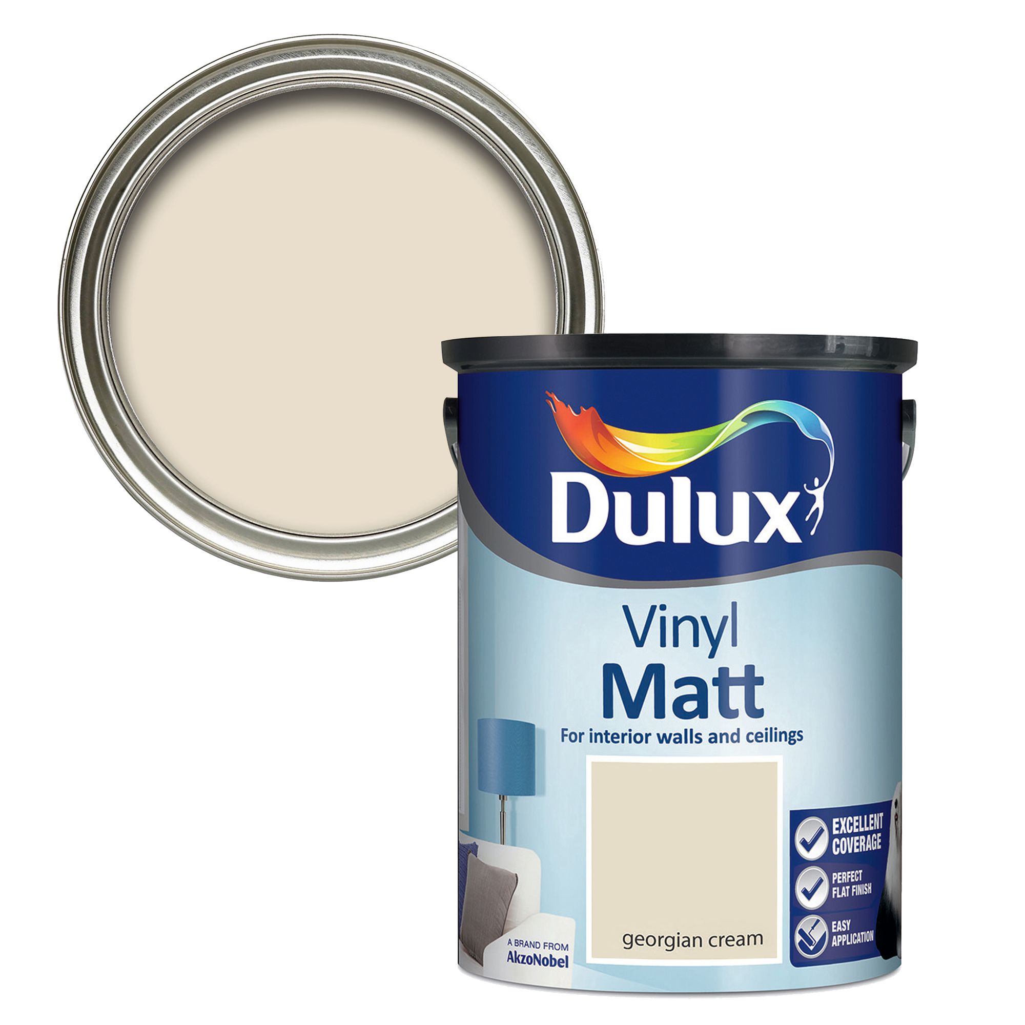 Dulux Georgian cream Vinyl matt Emulsion paint, 5L | DIY at B&Q