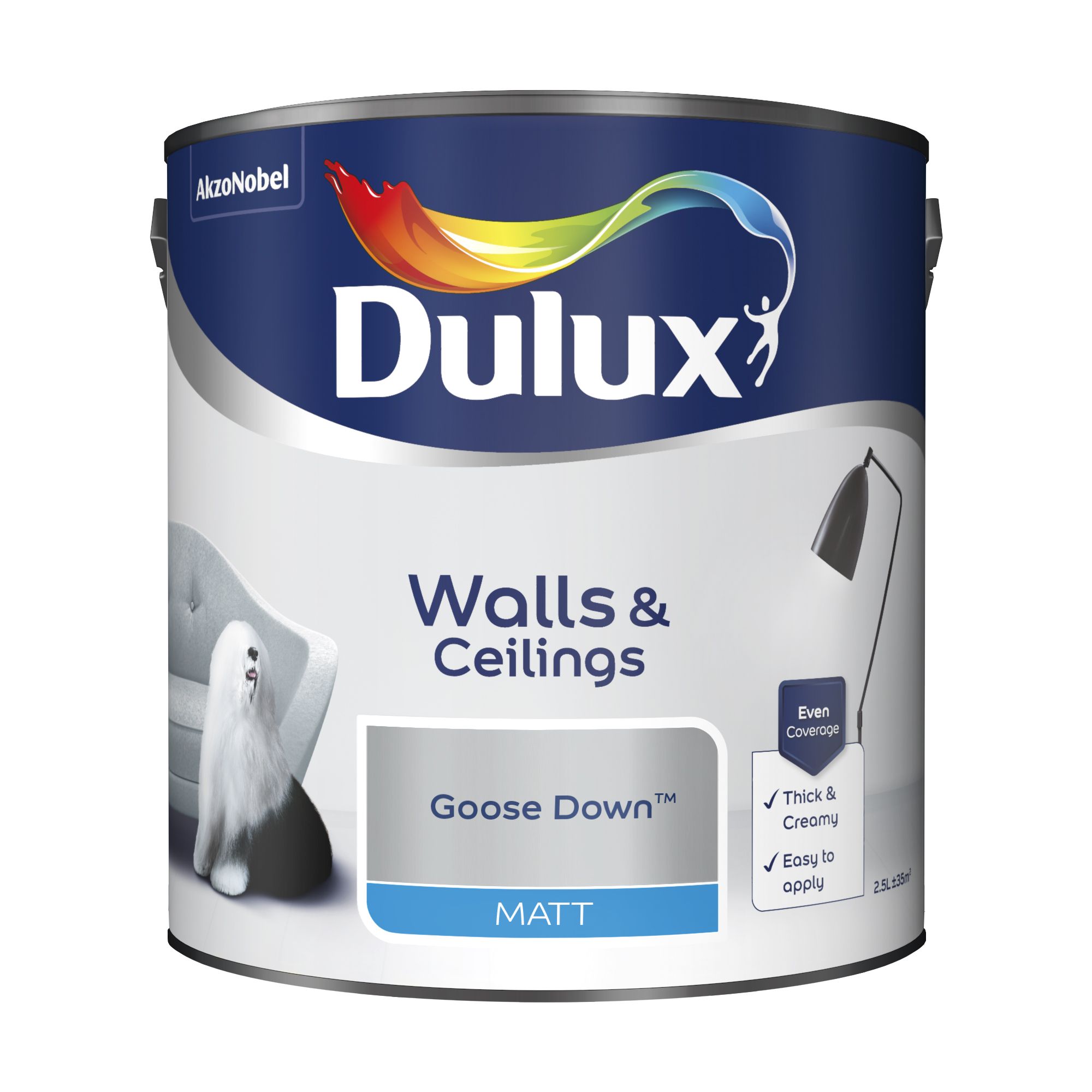 Dulux Goose down Matt Emulsion paint, 2.5L | DIY at B&Q
