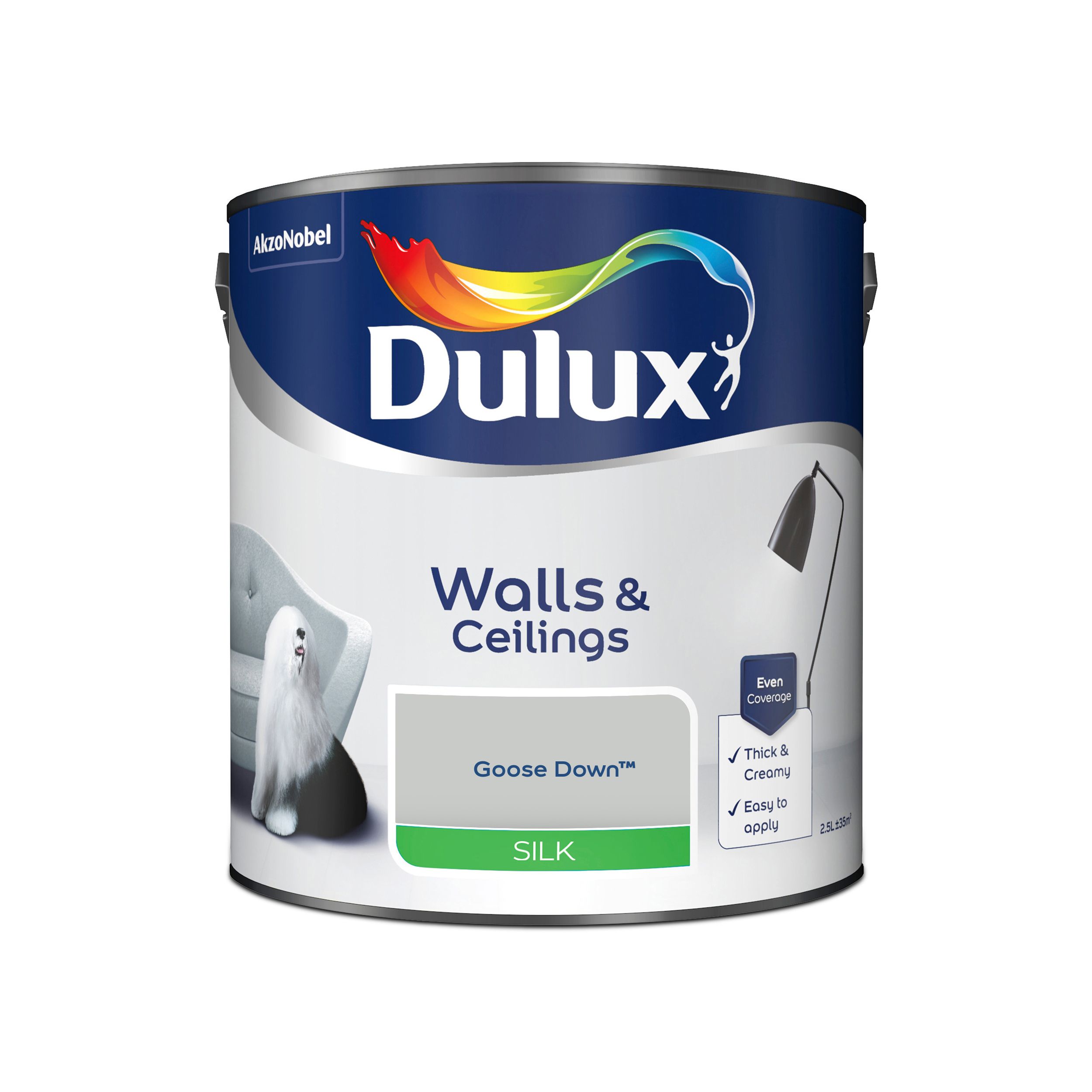 Dulux Goose down Silk Emulsion paint, 2.5L | DIY at B&Q