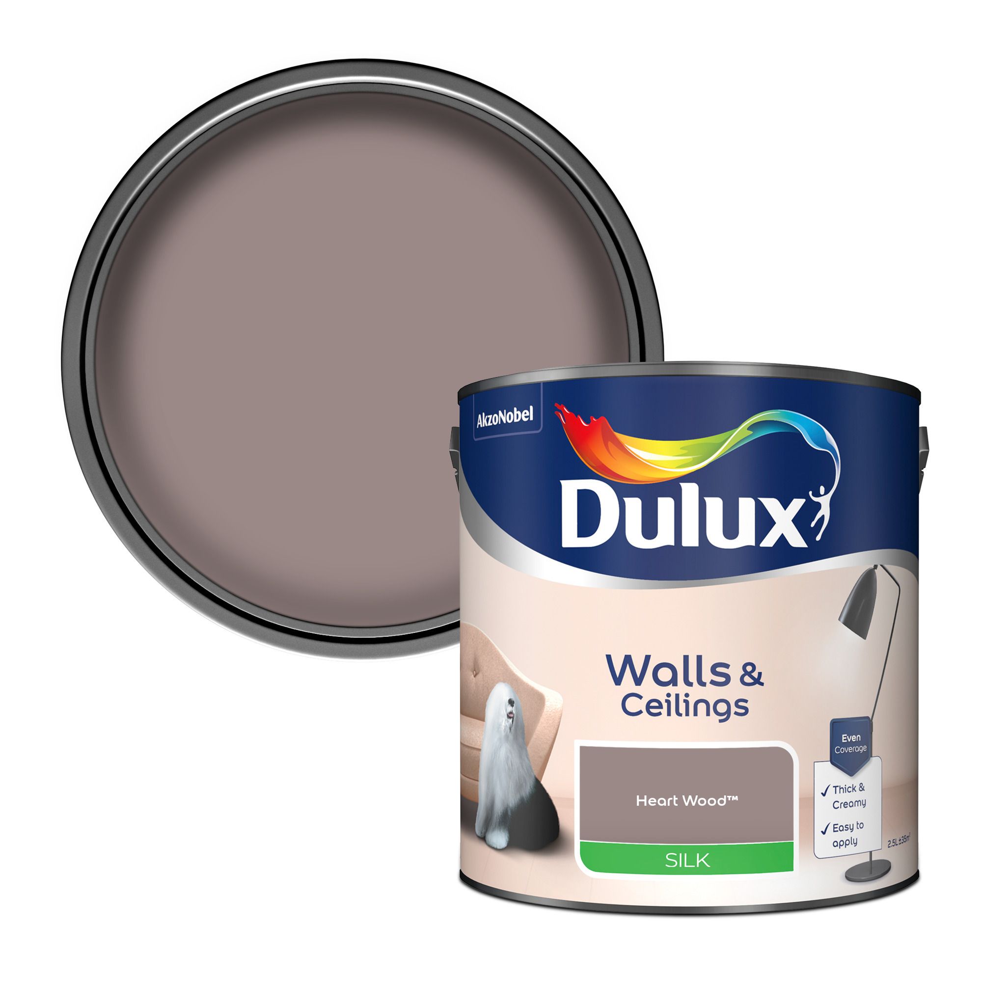 Dulux Heart wood Silk Emulsion paint 2.5L | DIY at B&Q