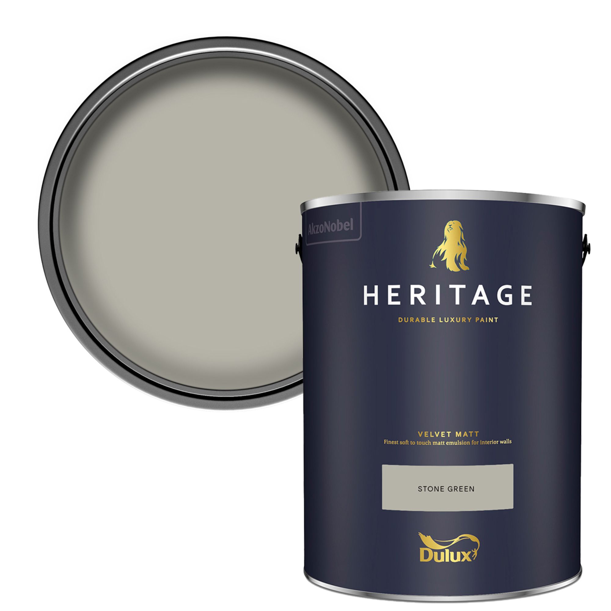 Dulux Heritage Stone Green Velvet matt Emulsion paint, 5L