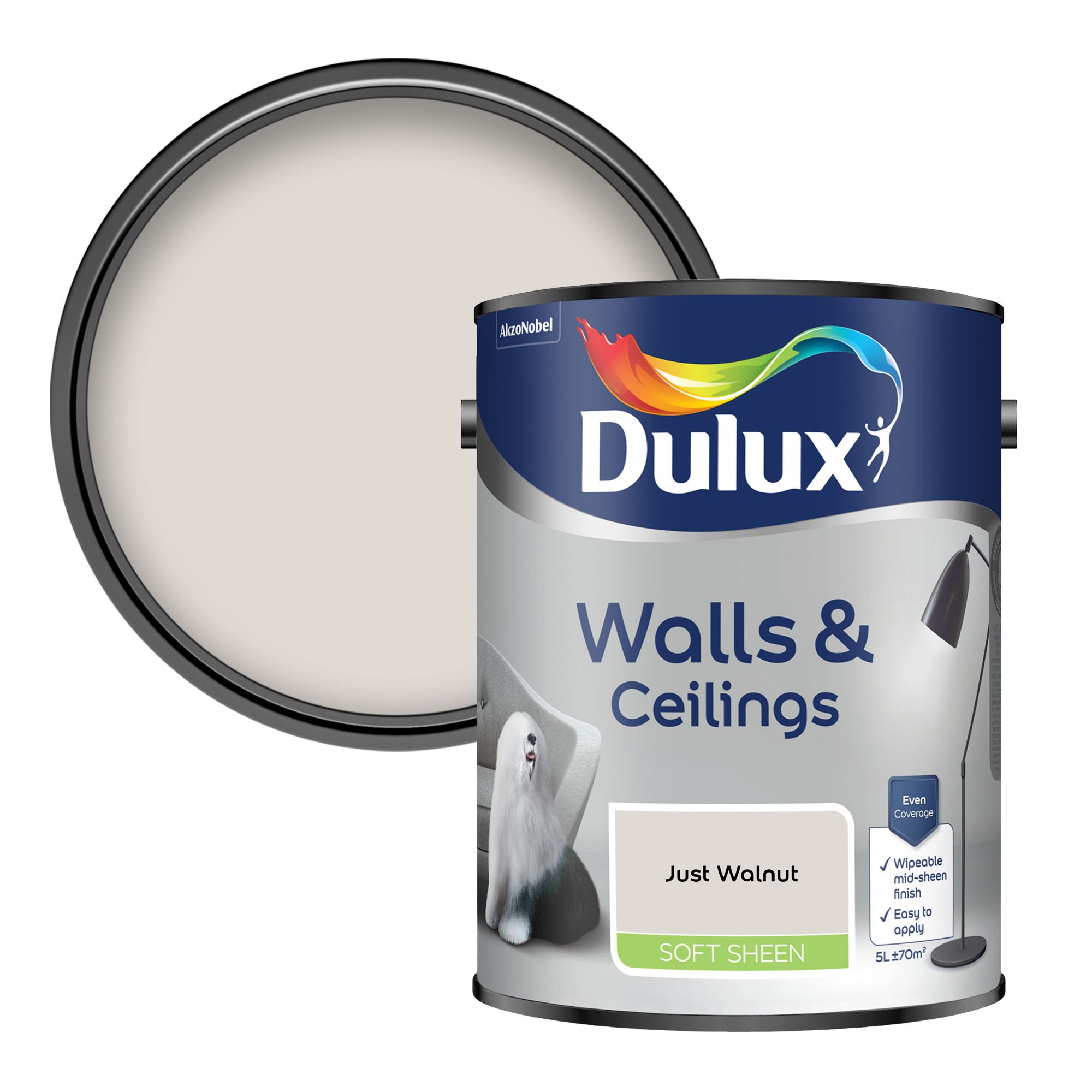 Dulux Just Walnut Soft sheen Wall & ceiling Emulsion paint, 5L