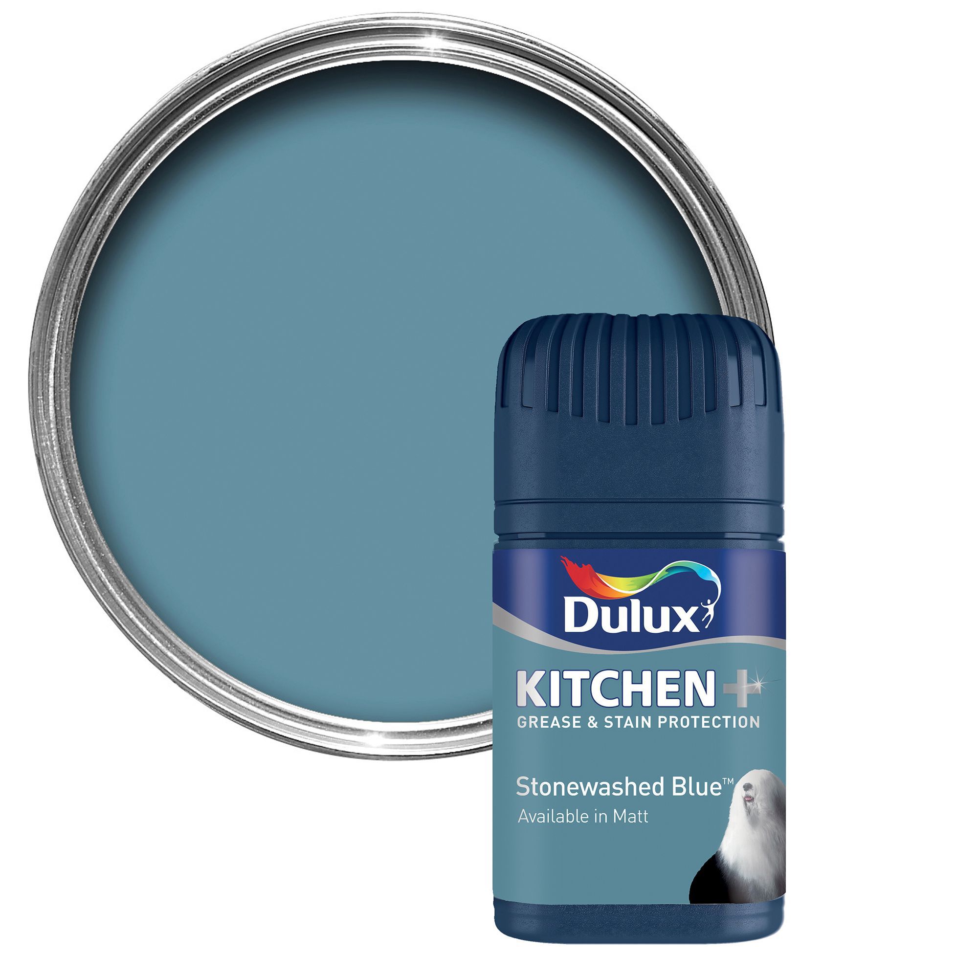Dulux Kitchen Stonewashed blue Matt Emulsion paint 0.05L Tester pot ...