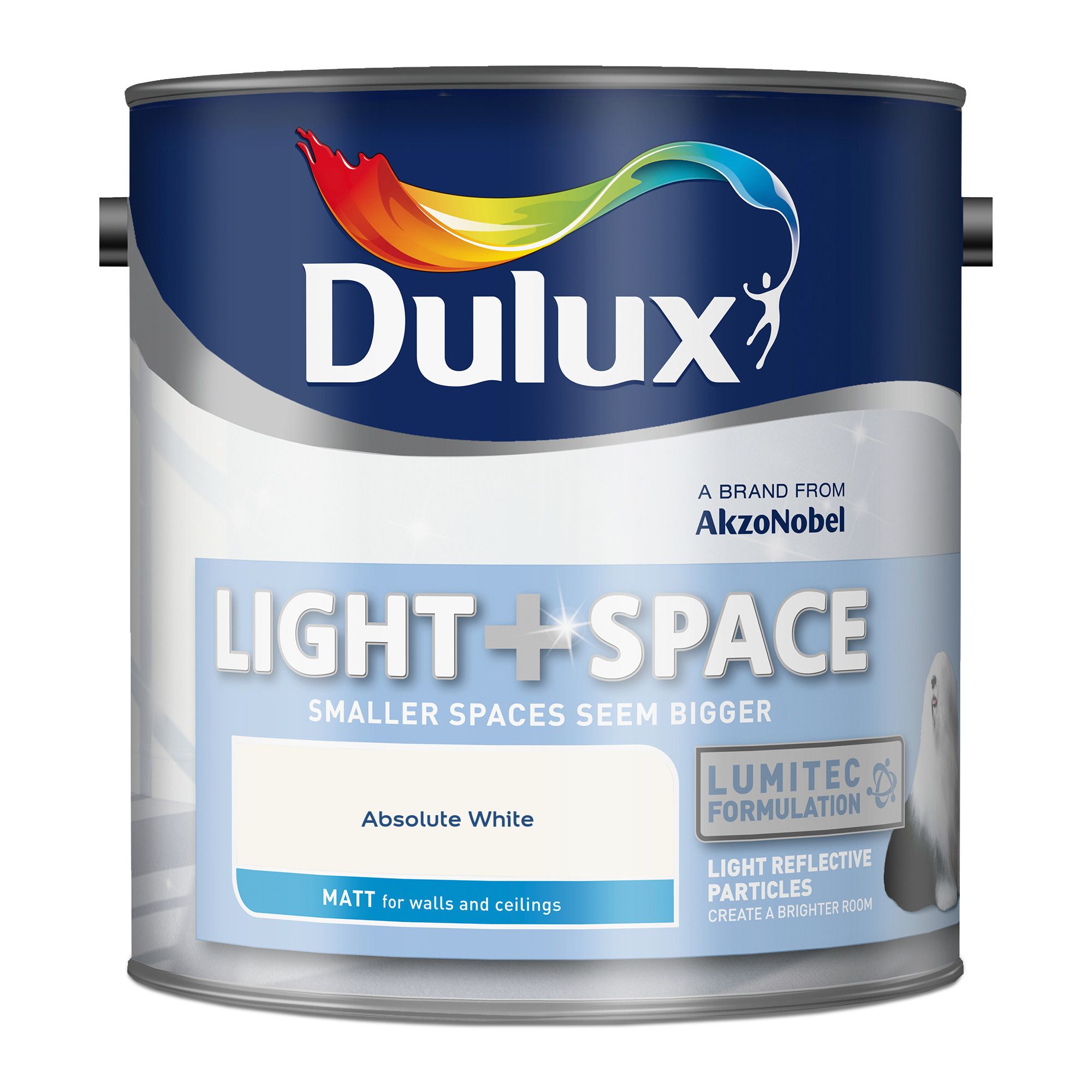 Dulux Light + Space Absolute White Matt Wall paint, 2.5L