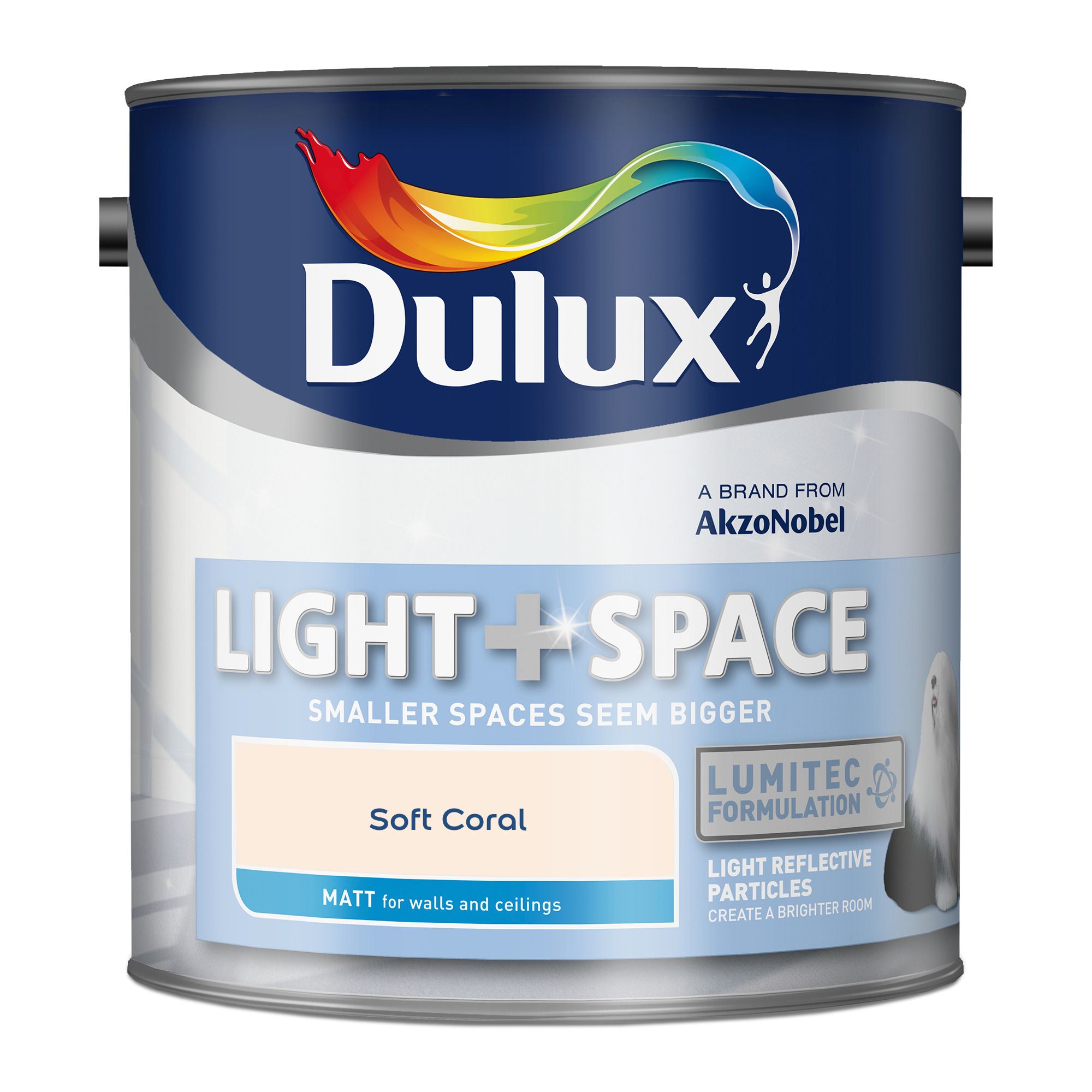 Dulux Light + Space Soft Coral Matt Wall paint, 2.5L