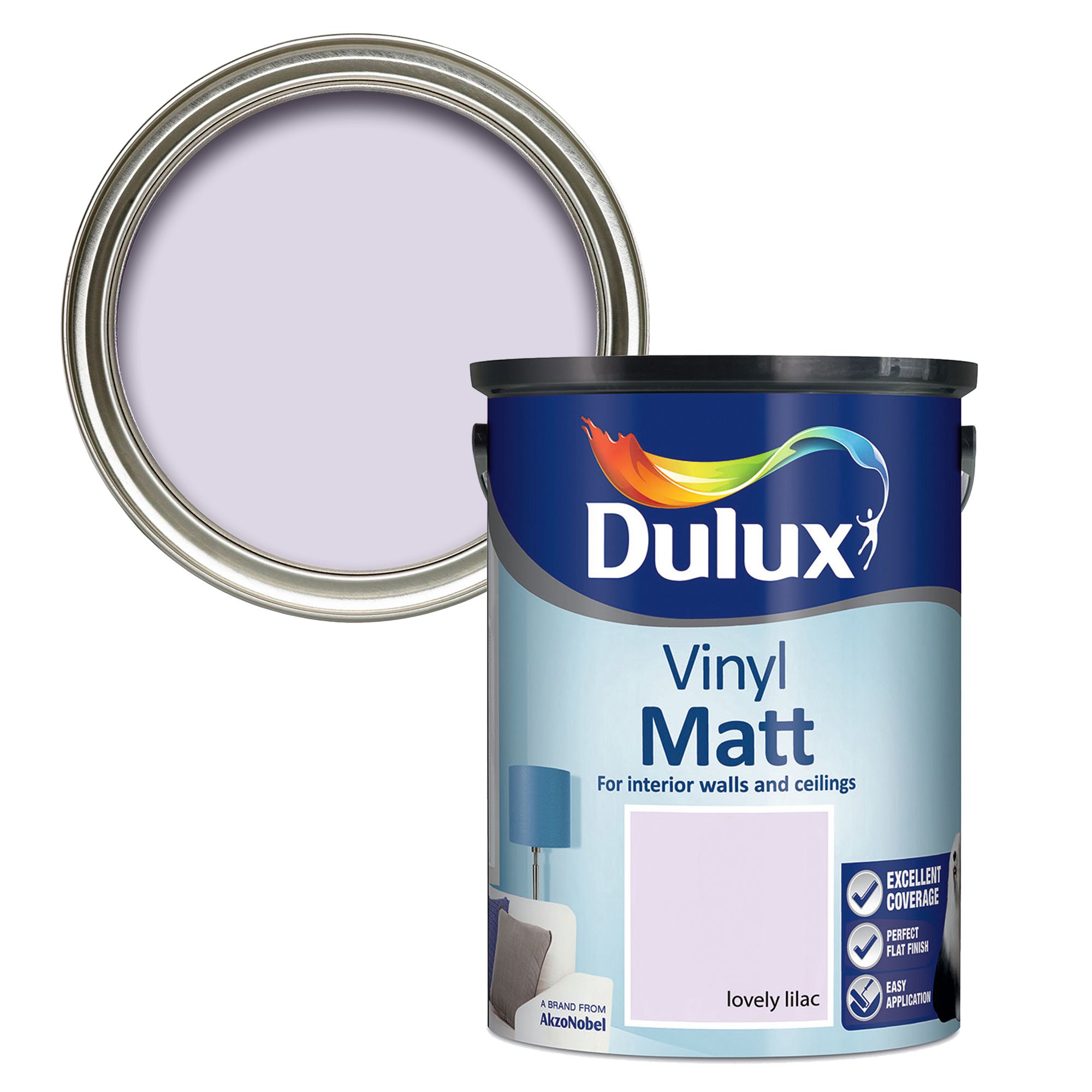 Dulux Lovely lilac Vinyl matt Emulsion paint, 5L | DIY at B&Q