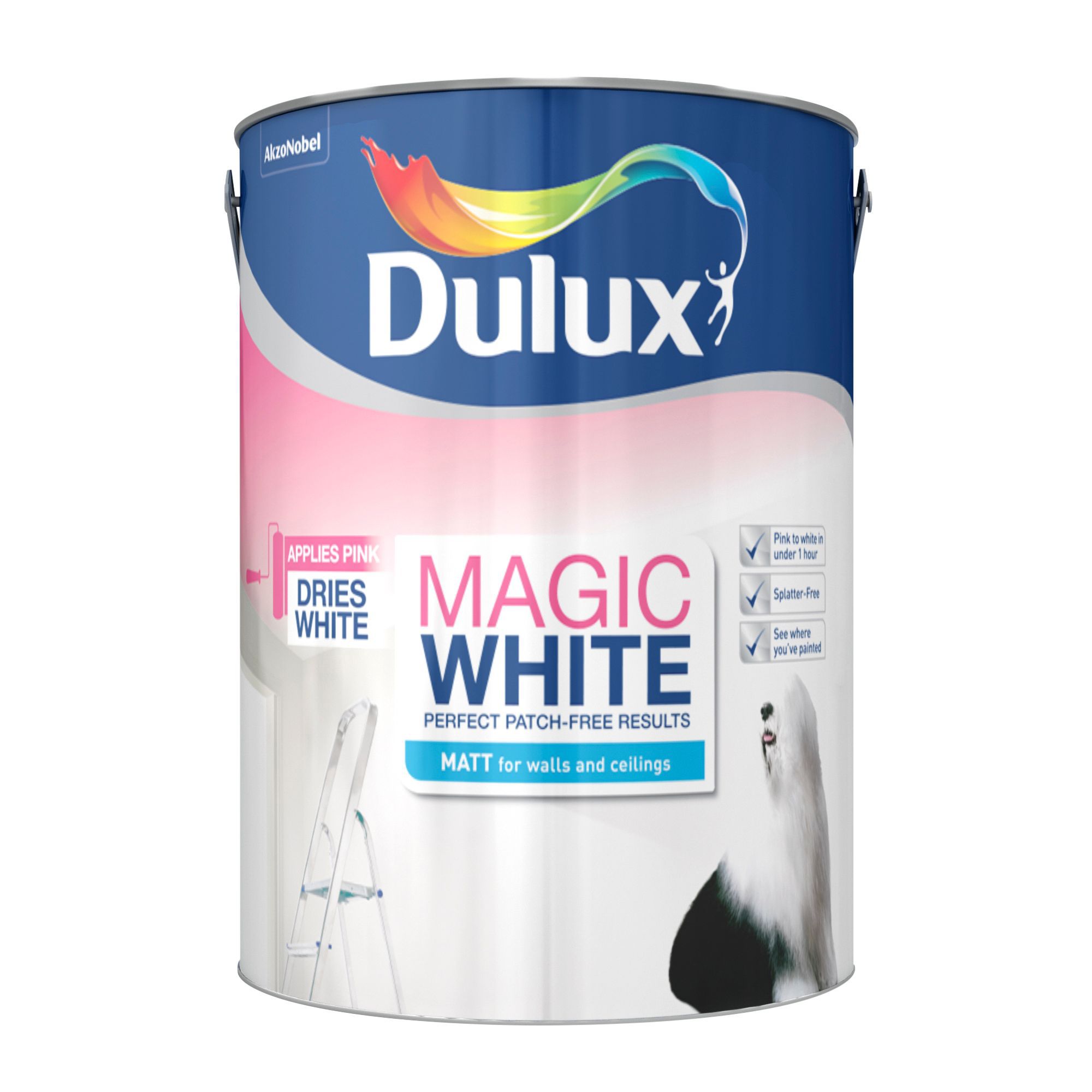 Dulux Magic Brilliant white Matt Emulsion paint, 2.5L | DIY at B&Q