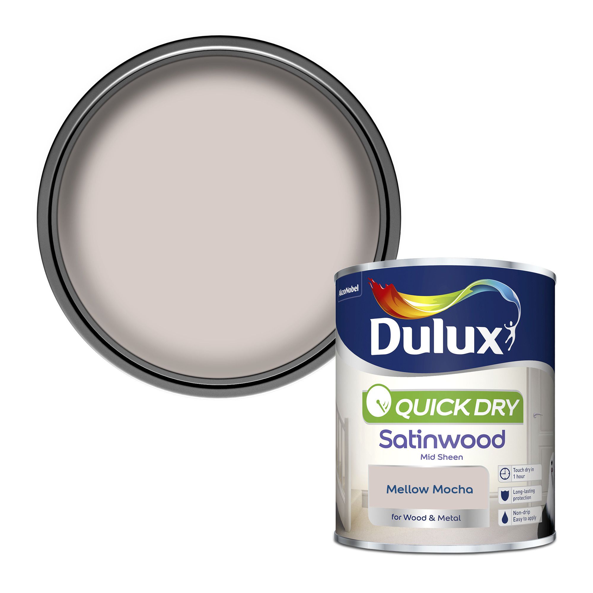 Dulux Mellow mocha Satinwood Metal & wood paint, 750ml