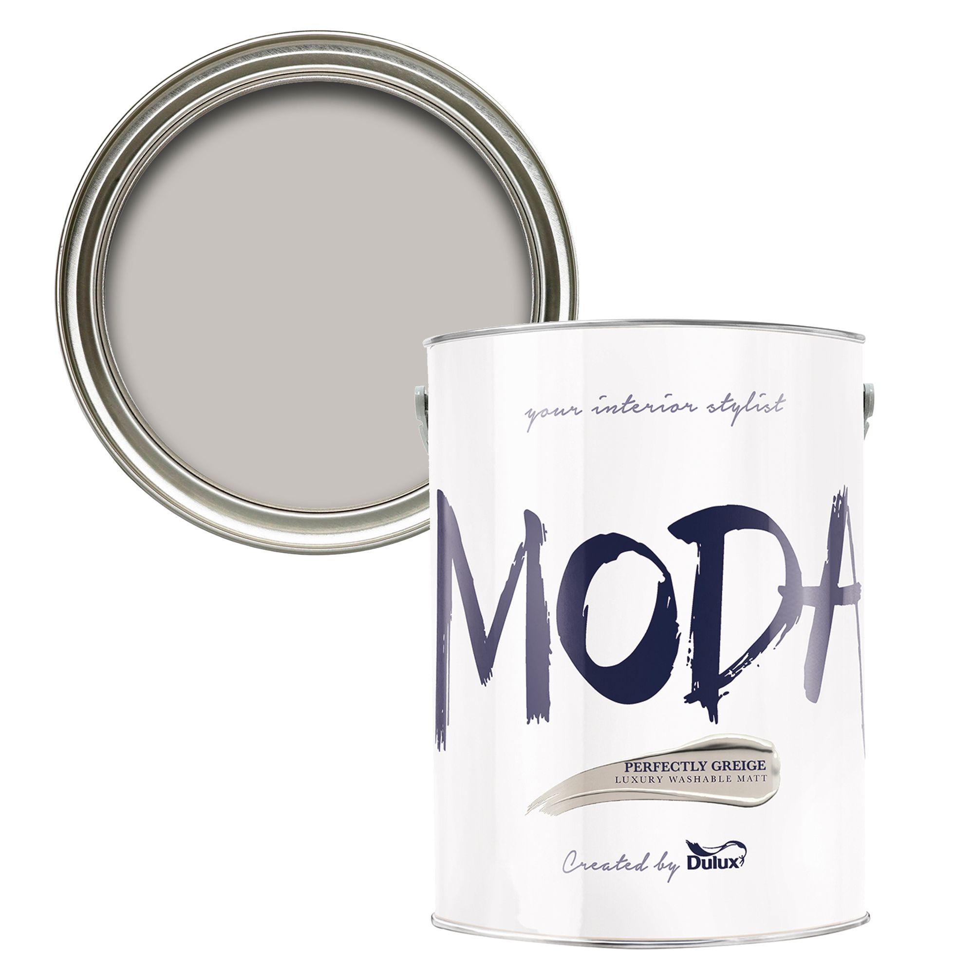 Dulux Moda Perfectly greige Flat matt Emulsion paint, 5L | DIY at B&Q