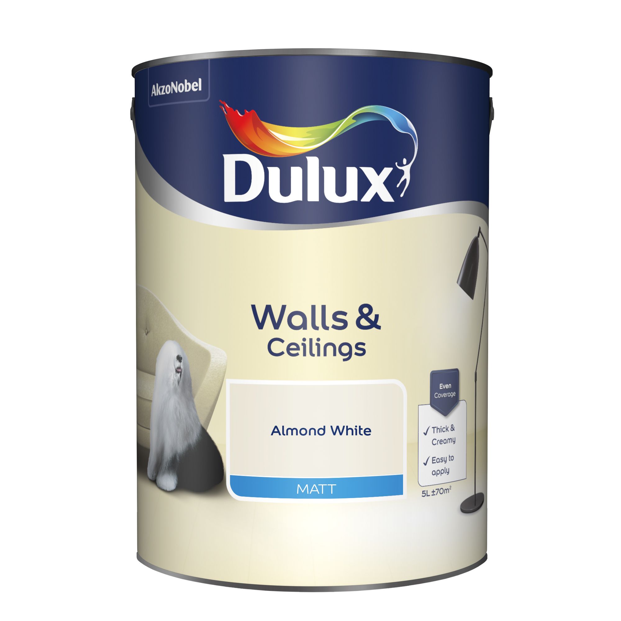Dulux Natural Hints Almond white Matt Wall & ceiling Emulsion paint, 5L