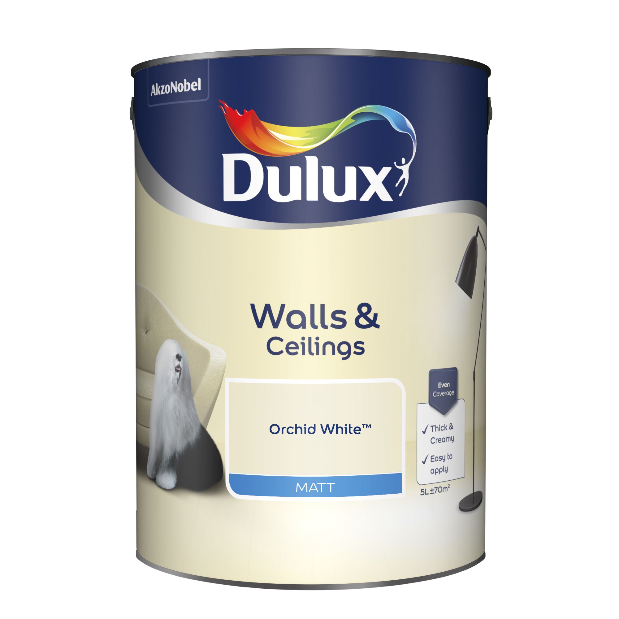 Dulux Natural hints Orchid white Matt Emulsion paint, 5L