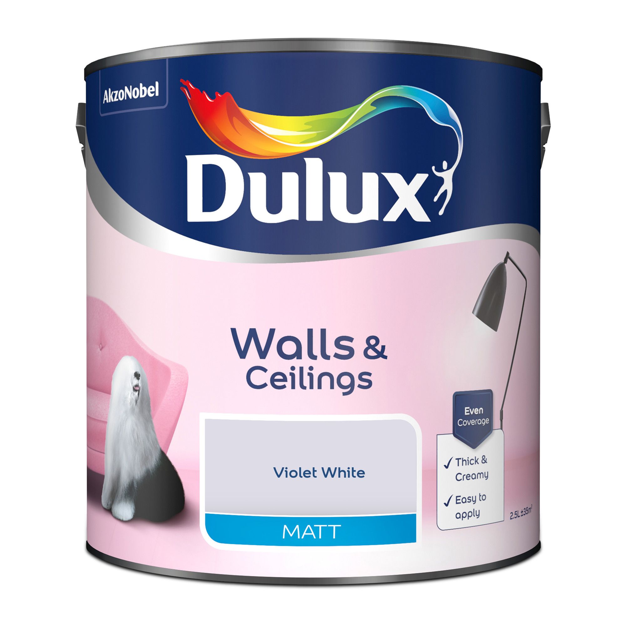 Dulux Natural hints Violet white Matt Emulsion paint, 2.5L | £22 at B&Q
