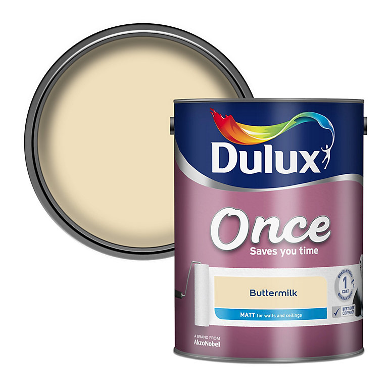 Dulux Once Buttermilk Matt Emulsion paint, 5L | DIY at B&Q Dulux Once Buttermilk Matt Emulsion paint, 5L | DIY at B&Q