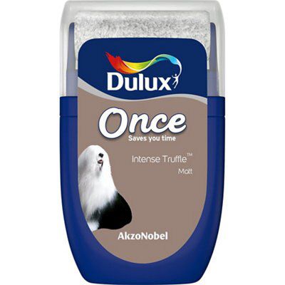 Dulux Once Intense truffle Matt Emulsion paint, 30ml Tester pot | DIY ...