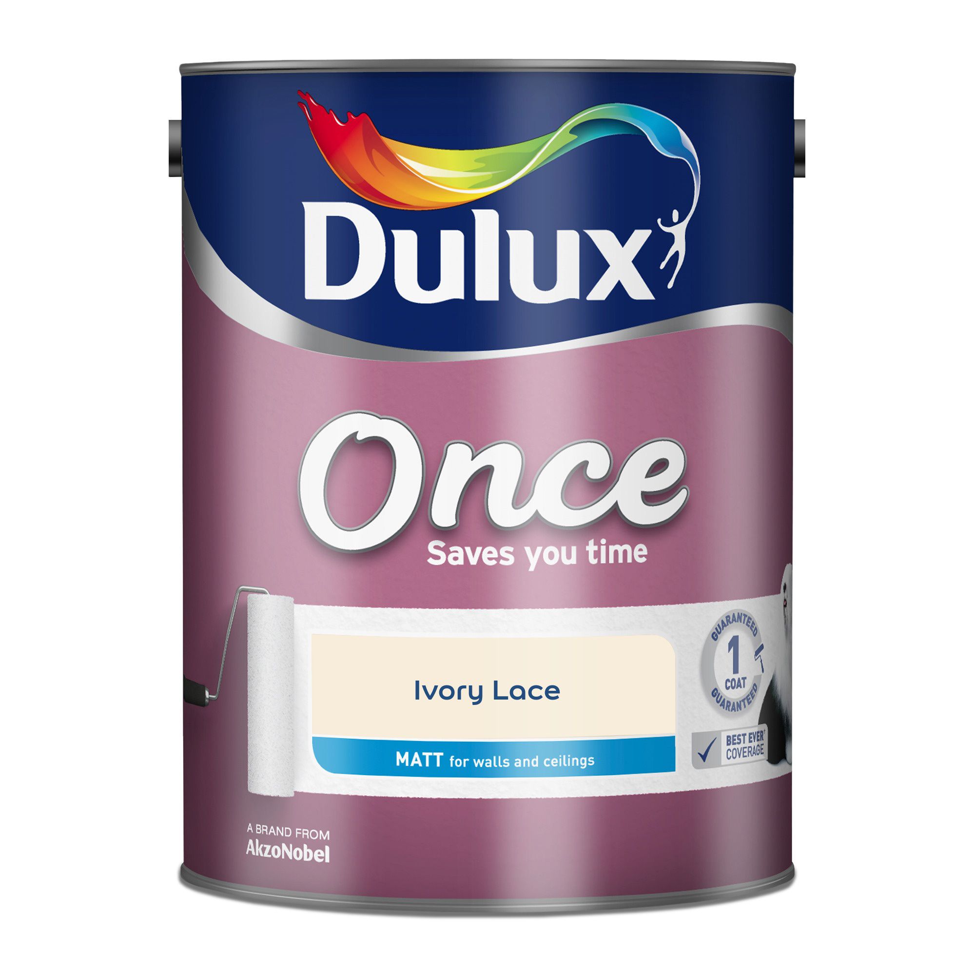 Dulux Once Ivory lace Matt Emulsion paint, 5L
