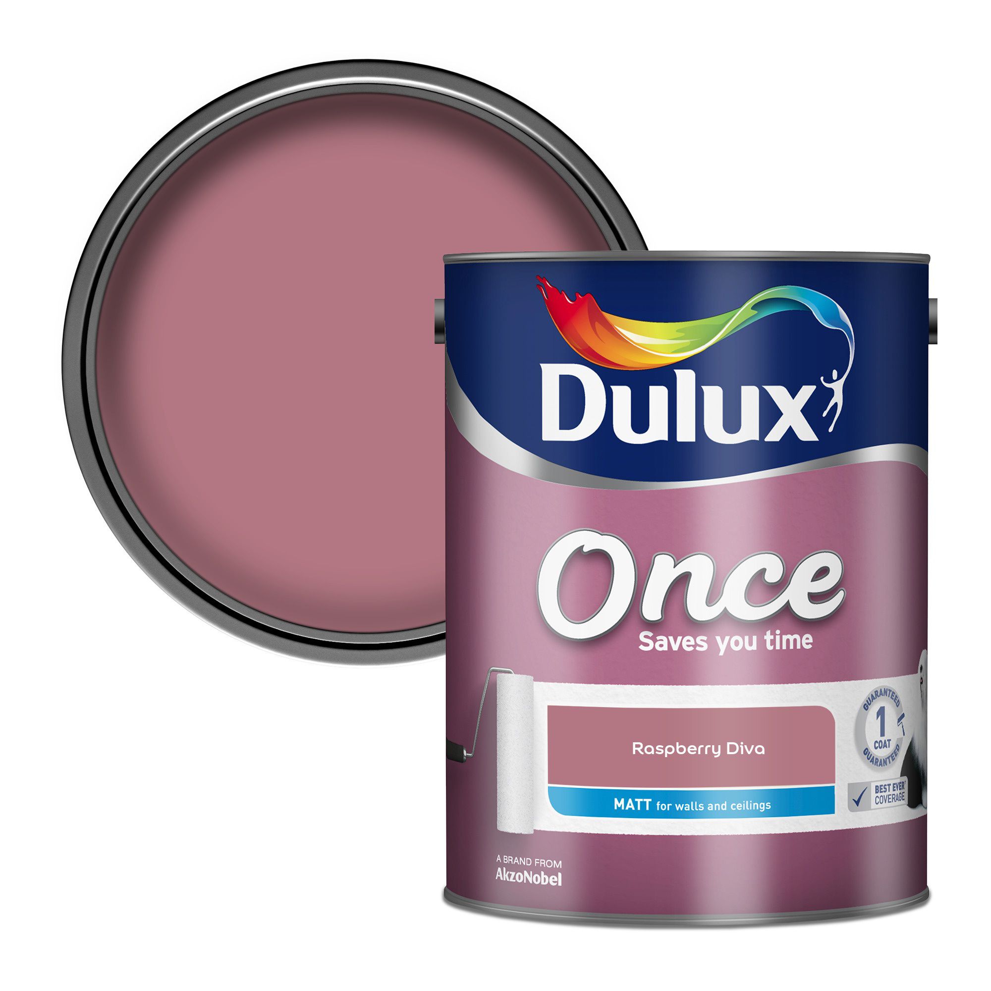 Buy Dulux Once Raspberry diva Matt Emulsion paint, 5L | DIY at B&Q
