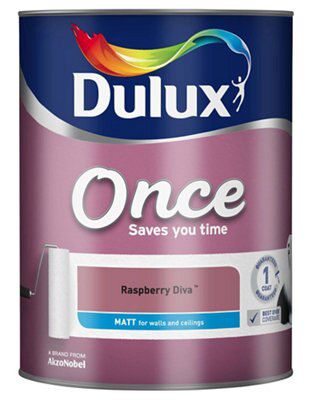 Dulux Once Raspberry diva Matt Emulsion paint, 5L | DIY at B&Q