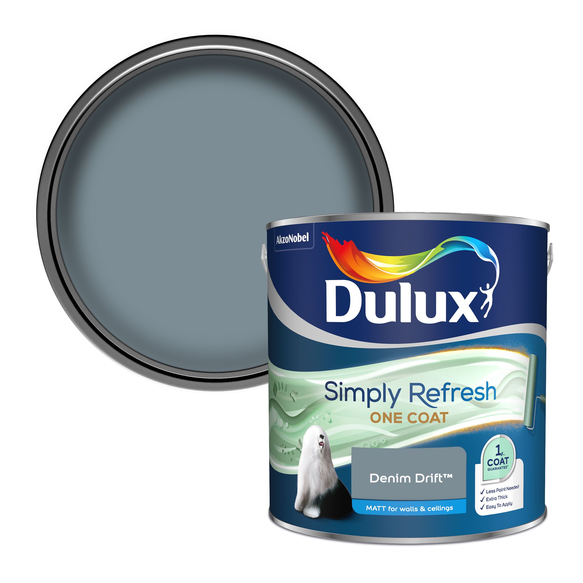 Dulux One coat Denim drift Matt Emulsion paint, 2.5L | DIY at B&Q