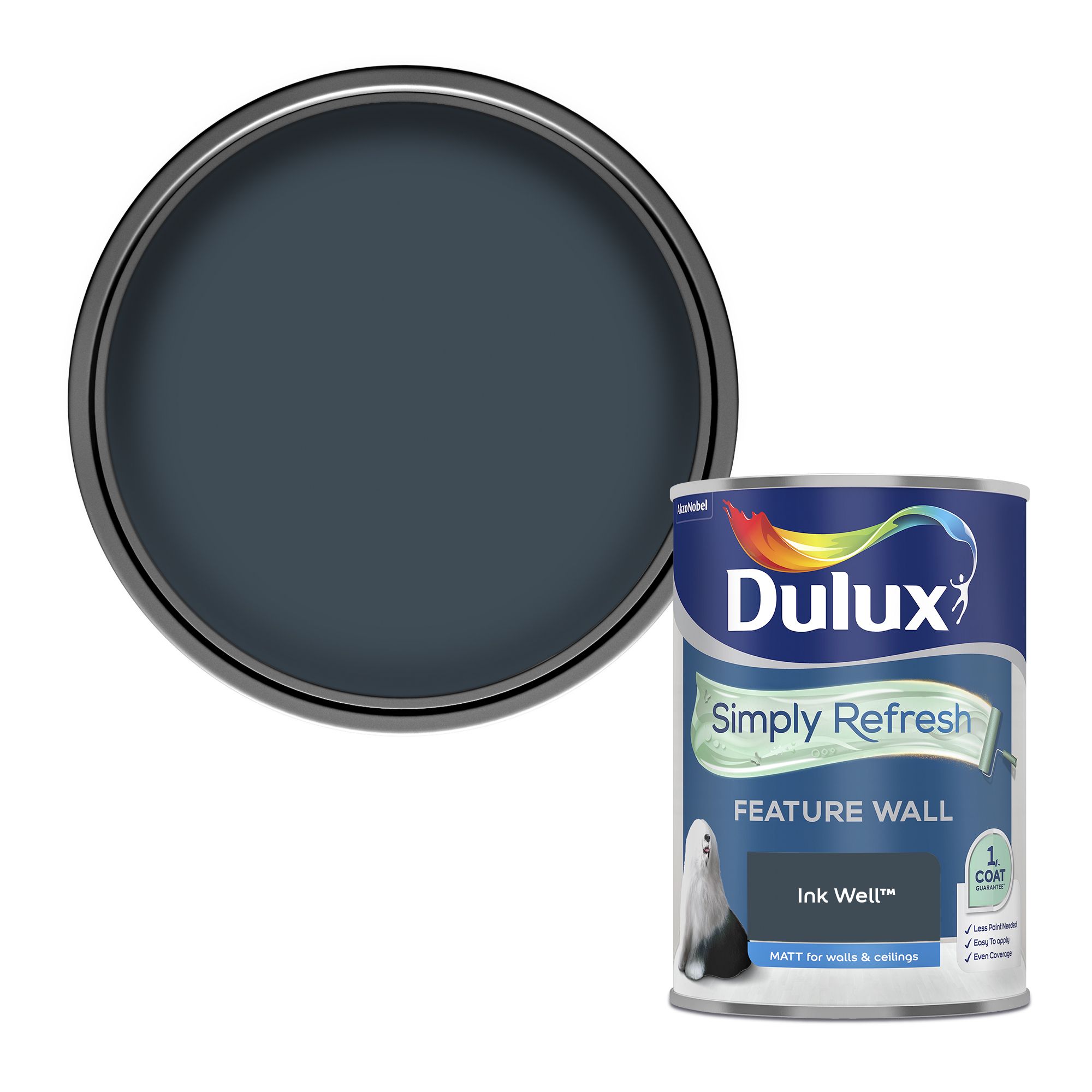 Dulux One coat Ink well Matt Emulsion paint, 1.25L | DIY at B&Q