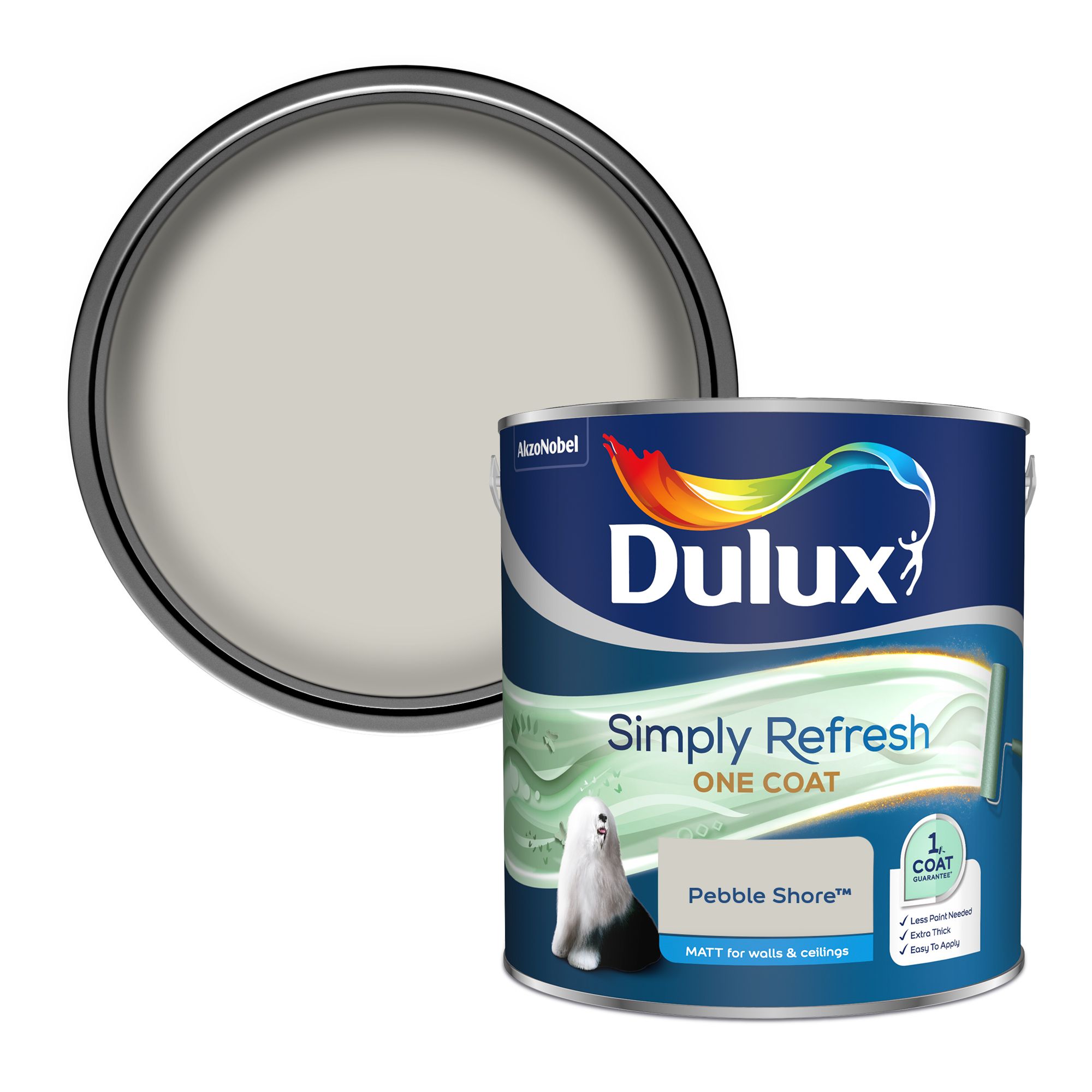 Dulux One coat Pebble shore Matt Emulsion paint, 2.5L | DIY at B&Q