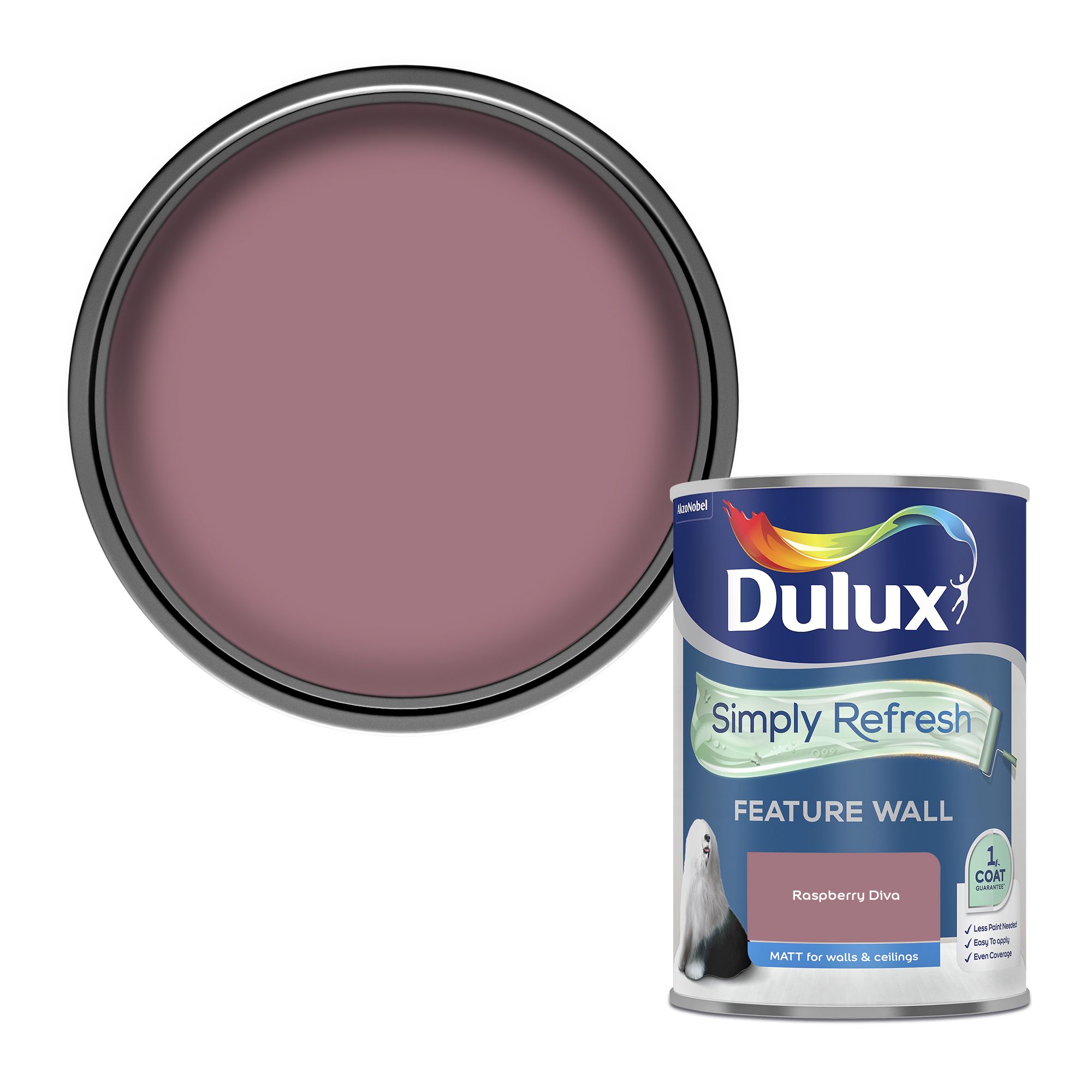 Dulux One coat Raspberry Diva Matt Emulsion paint, 1.25L at B&Q