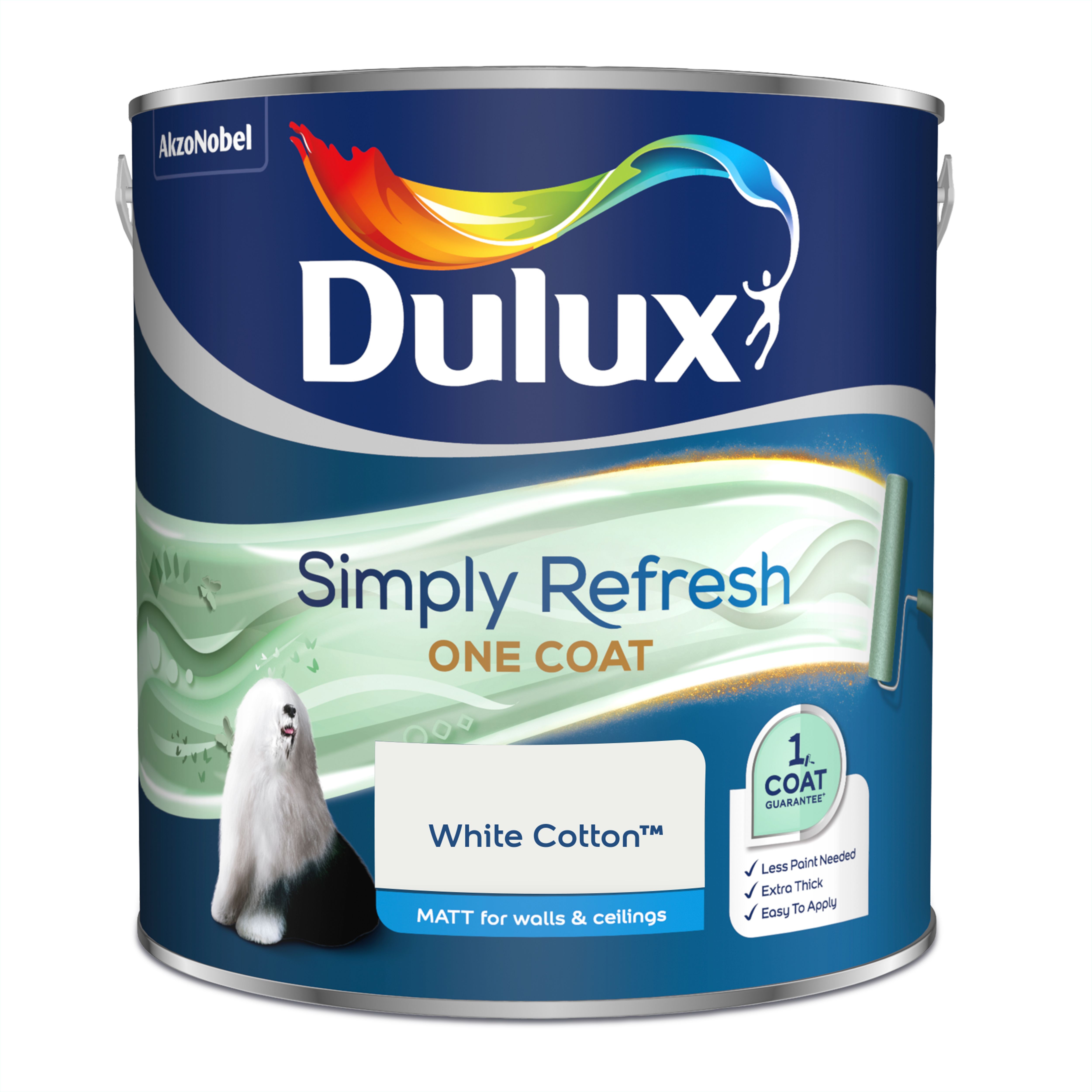 Dulux One coat White cotton Matt Emulsion paint, 2.5L | DIY at B&Q