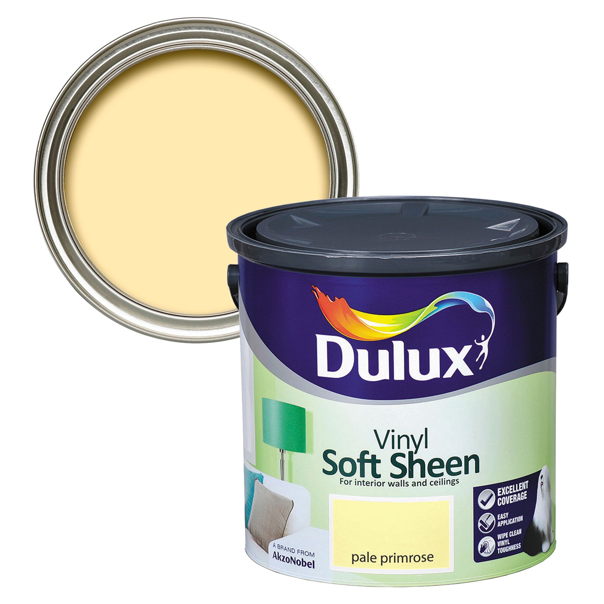 Dulux Pale primrose Soft sheen Emulsion paint, 2.5L | DIY at B&Q