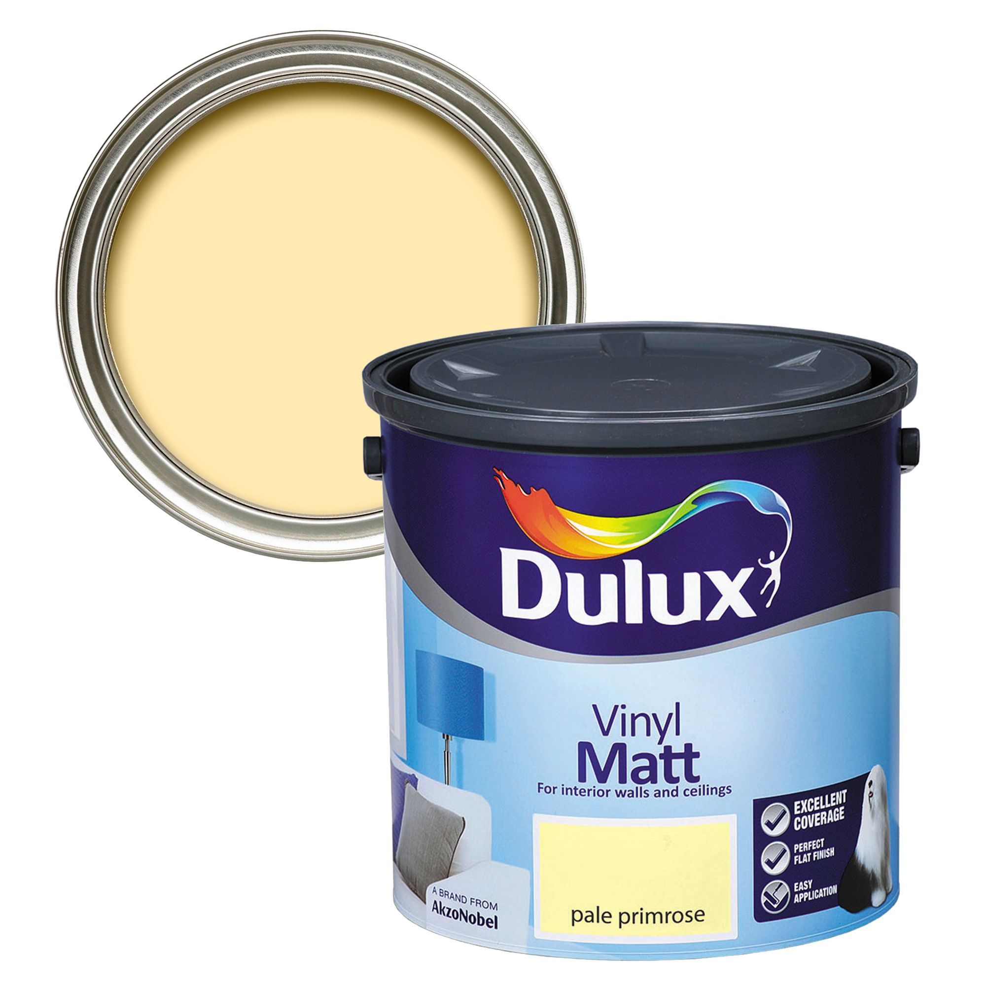Dulux Pale primrose Vinyl matt Emulsion paint, 2.5L | DIY at B&Q