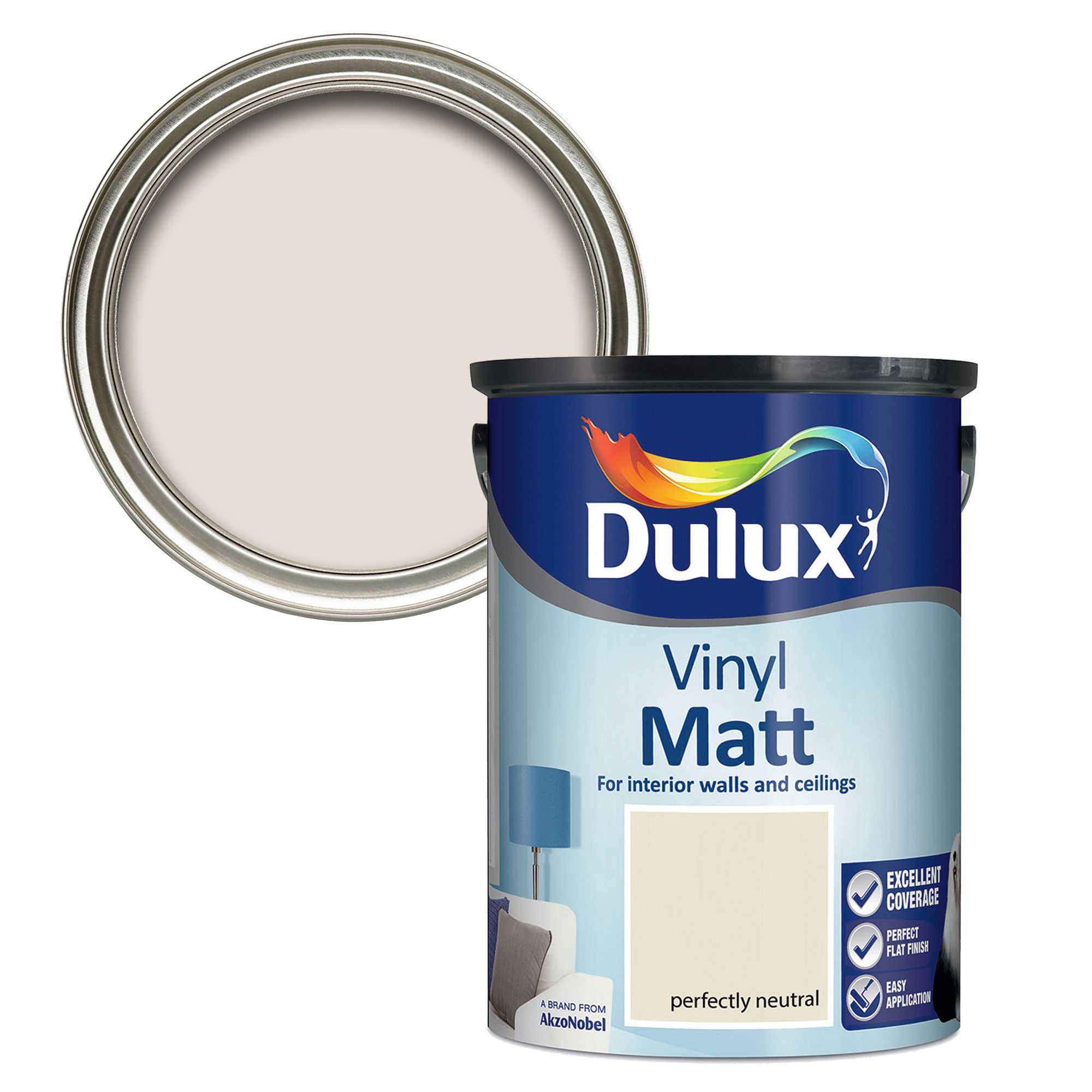 Dulux Perfectly neutral Vinyl matt Emulsion paint, 5L