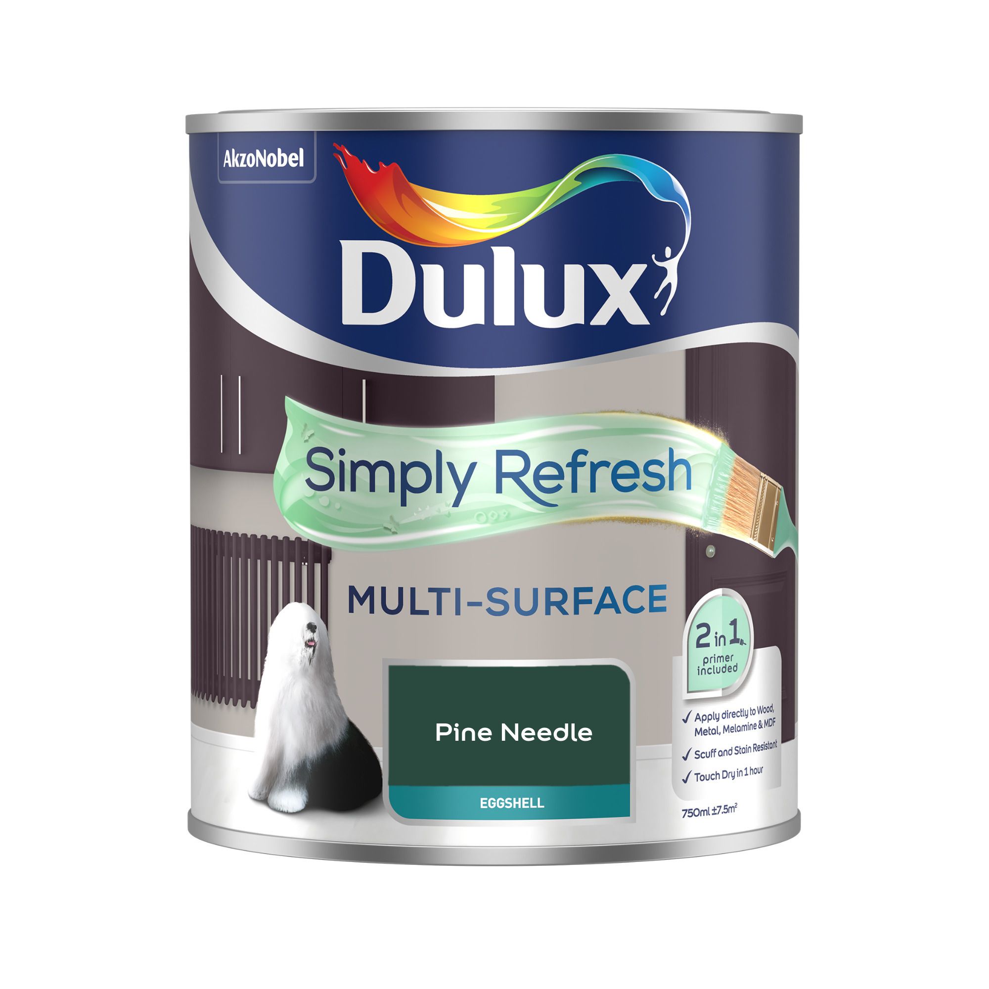 Dulux Simply Refresh Pine Needle Eggshell Multi-surface Emulsion paint ...