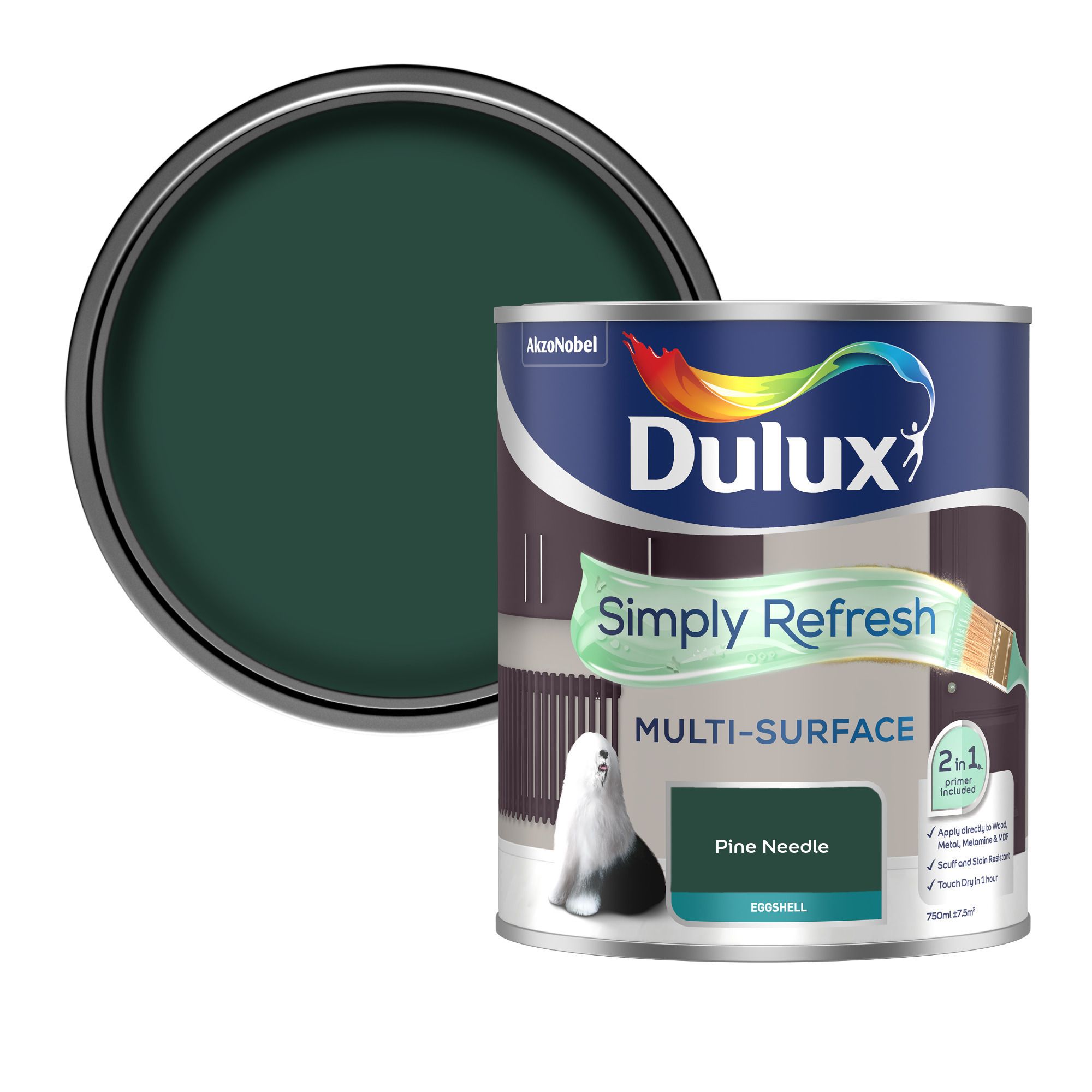 Dulux Simply Refresh Pine Needle Eggshell Multi-surface Emulsion paint ...