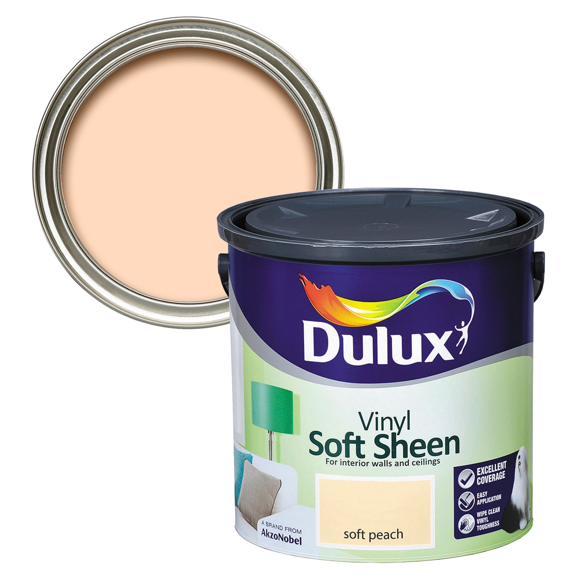 Dulux Soft peach Soft sheen Emulsion paint, 2.5L | DIY at B&Q