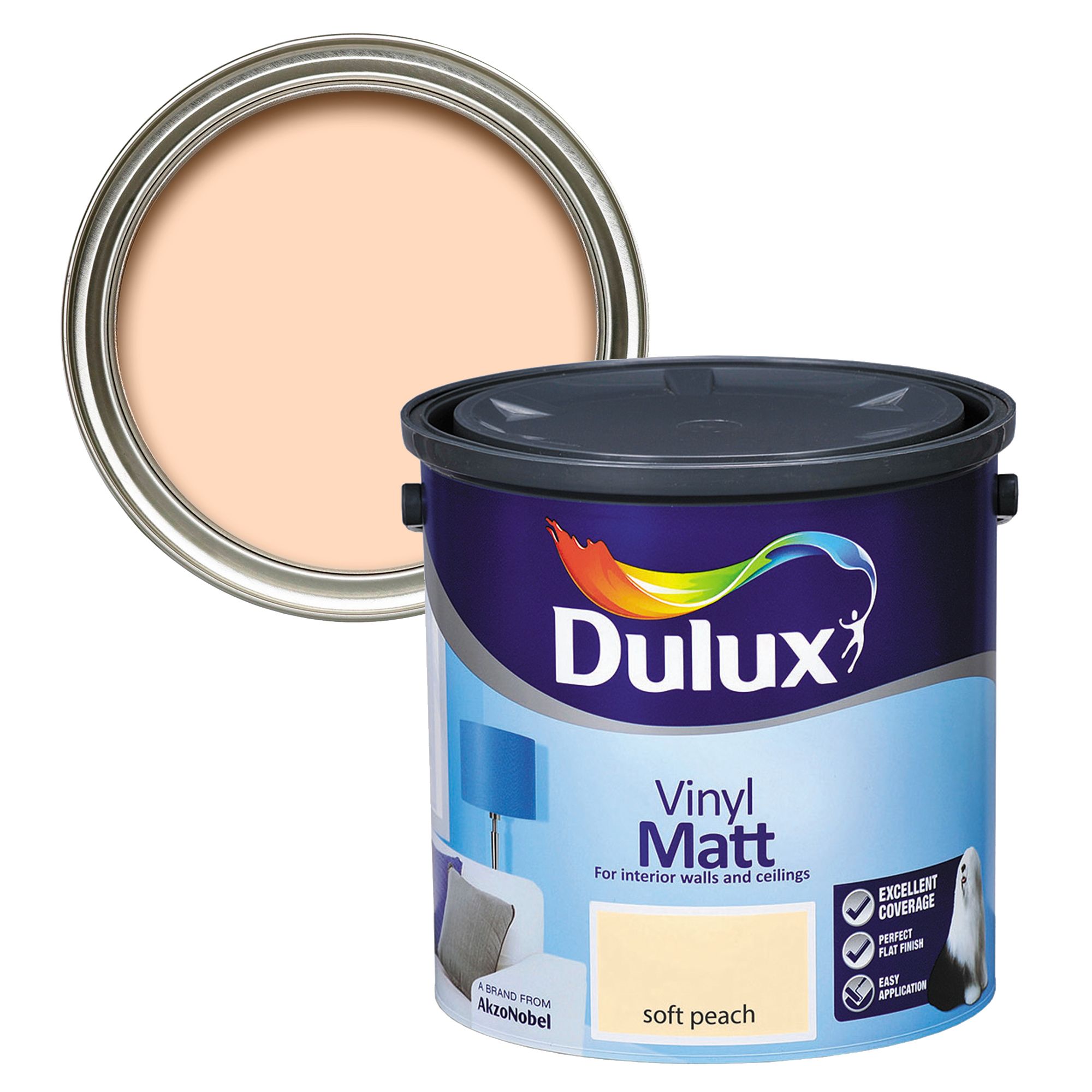 Dulux Soft peach Vinyl matt Emulsion paint, 2.5L | DIY at B&Q
