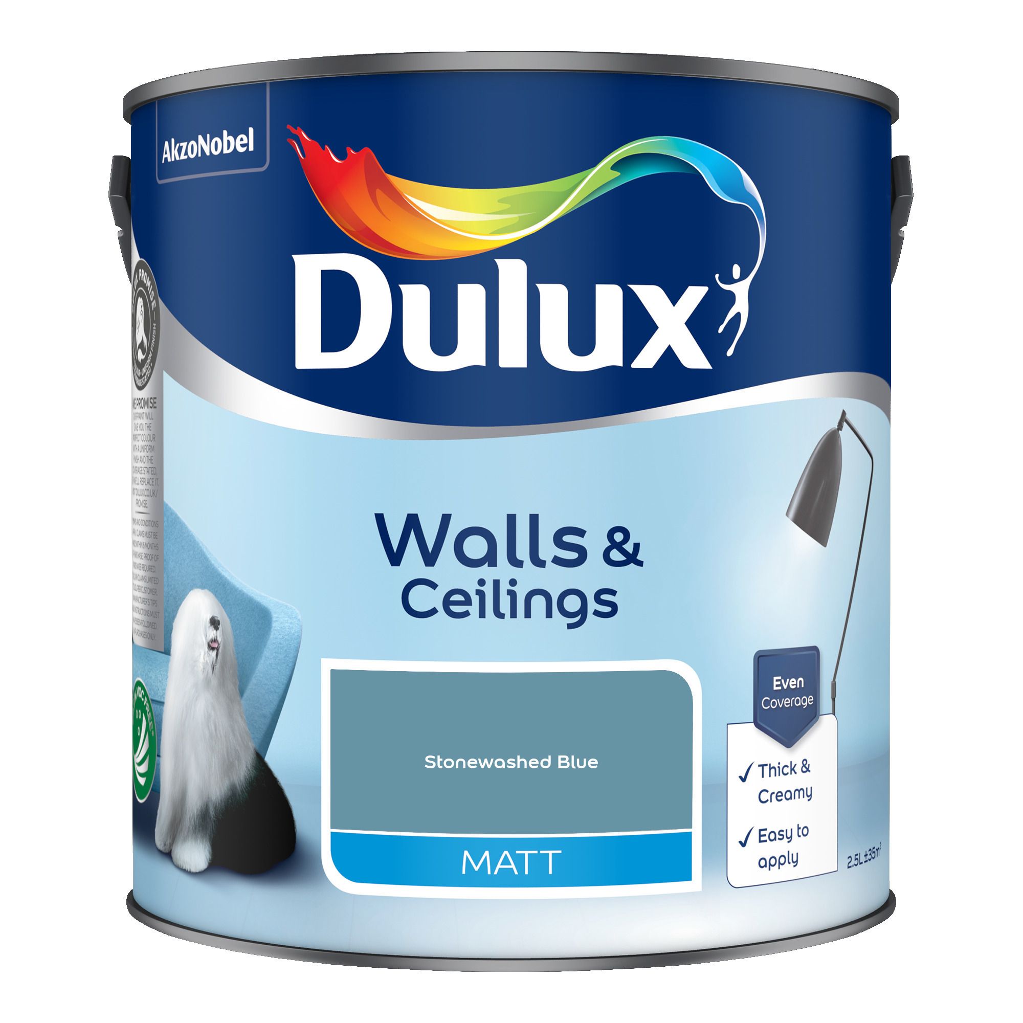 Dulux Stonewashed Blue Matt Wall & ceiling Emulsion paint, 2.5L