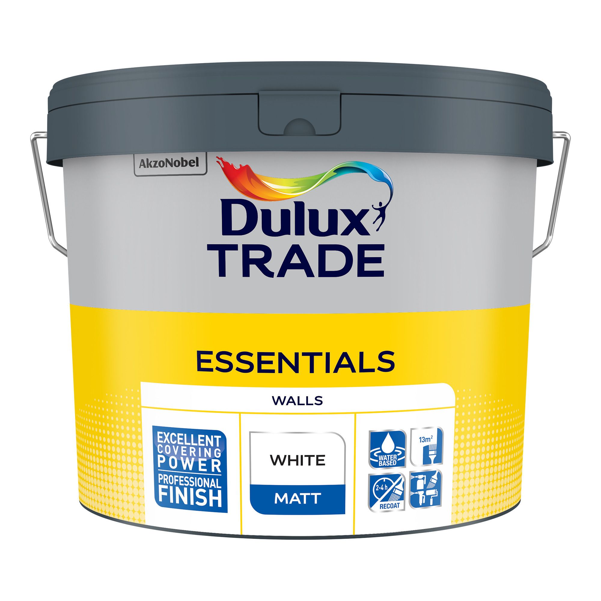Dulux Trade Essentials White Matt Wall Contract emulsion, 10L