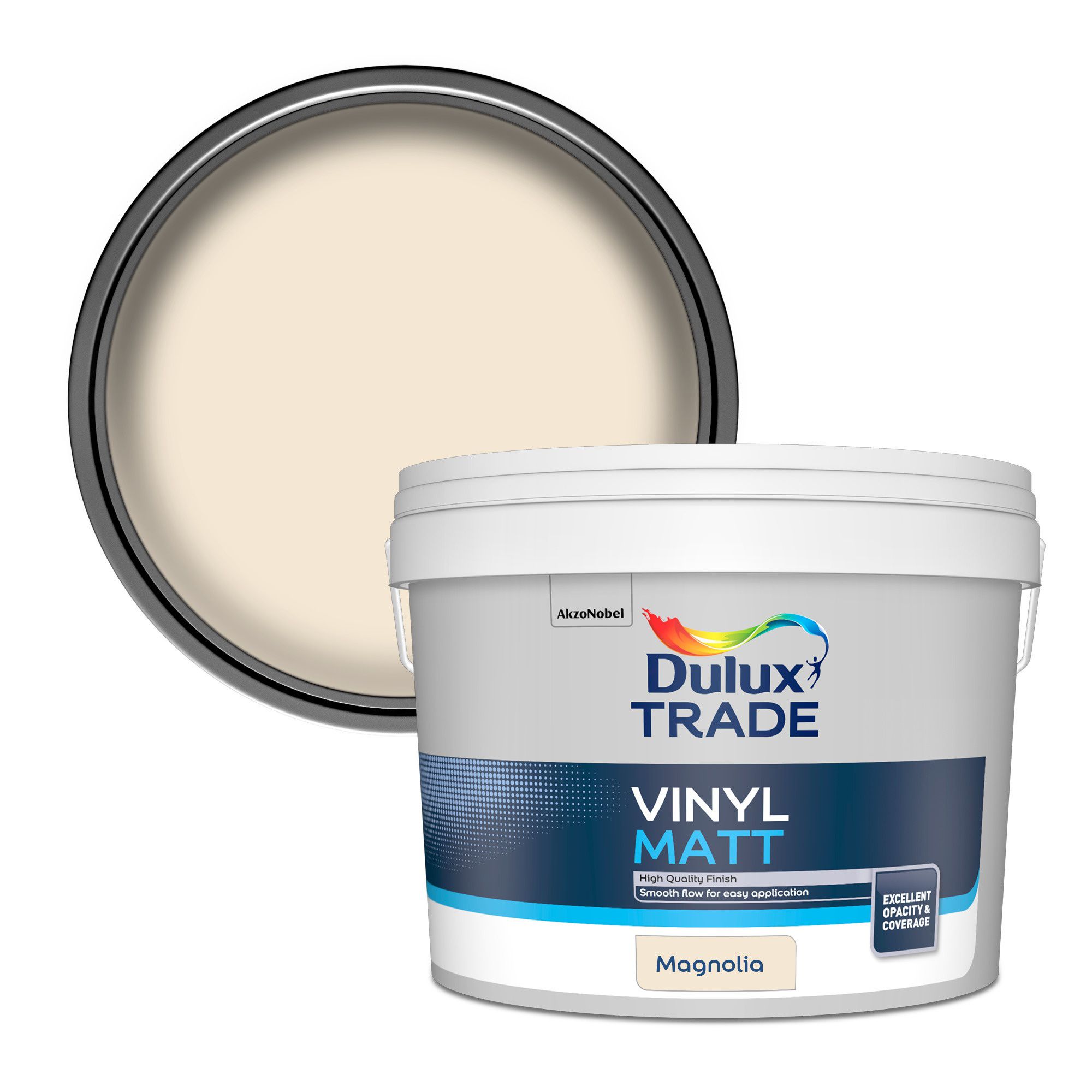 Dulux Trade Magnolia Matt Wall & ceiling Emulsion paint, 10L