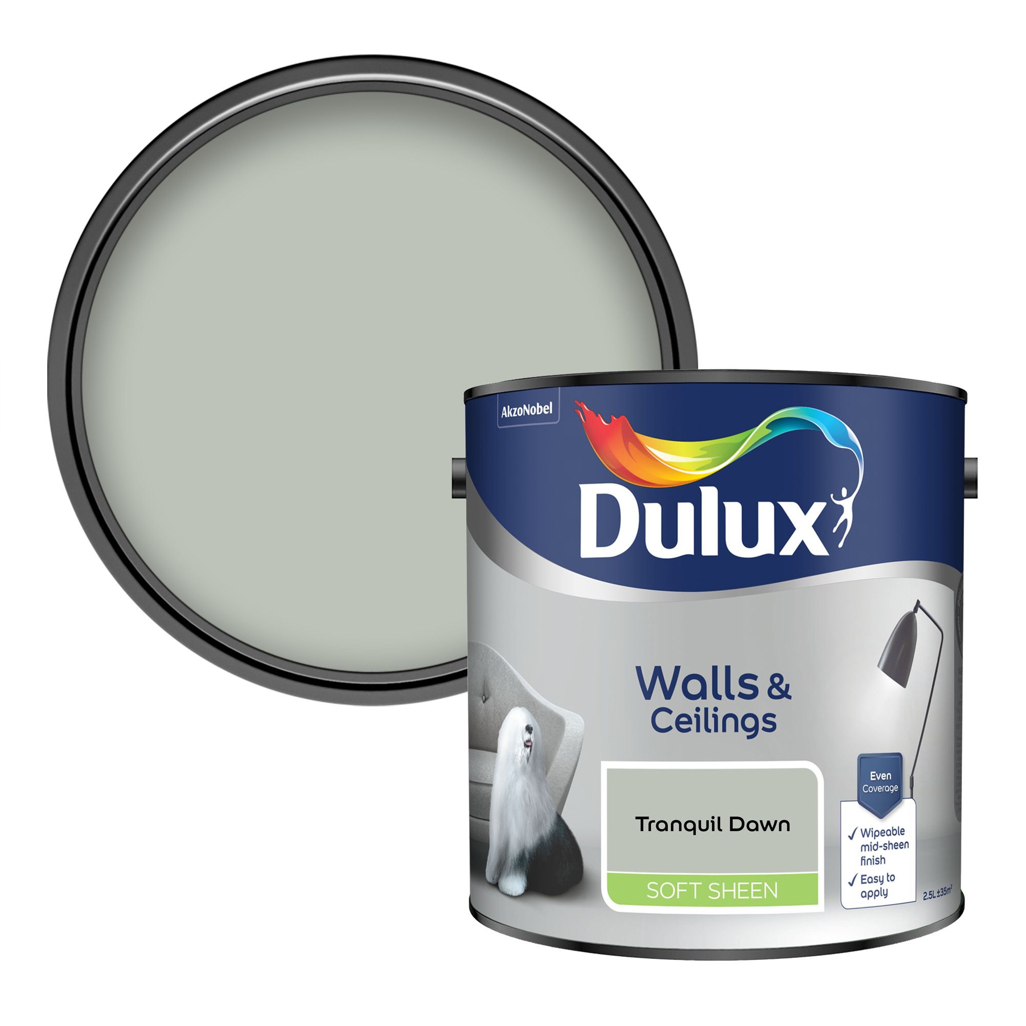 Dulux Tranquil Dawn Soft sheen Wall & ceiling Emulsion paint, 2.5L