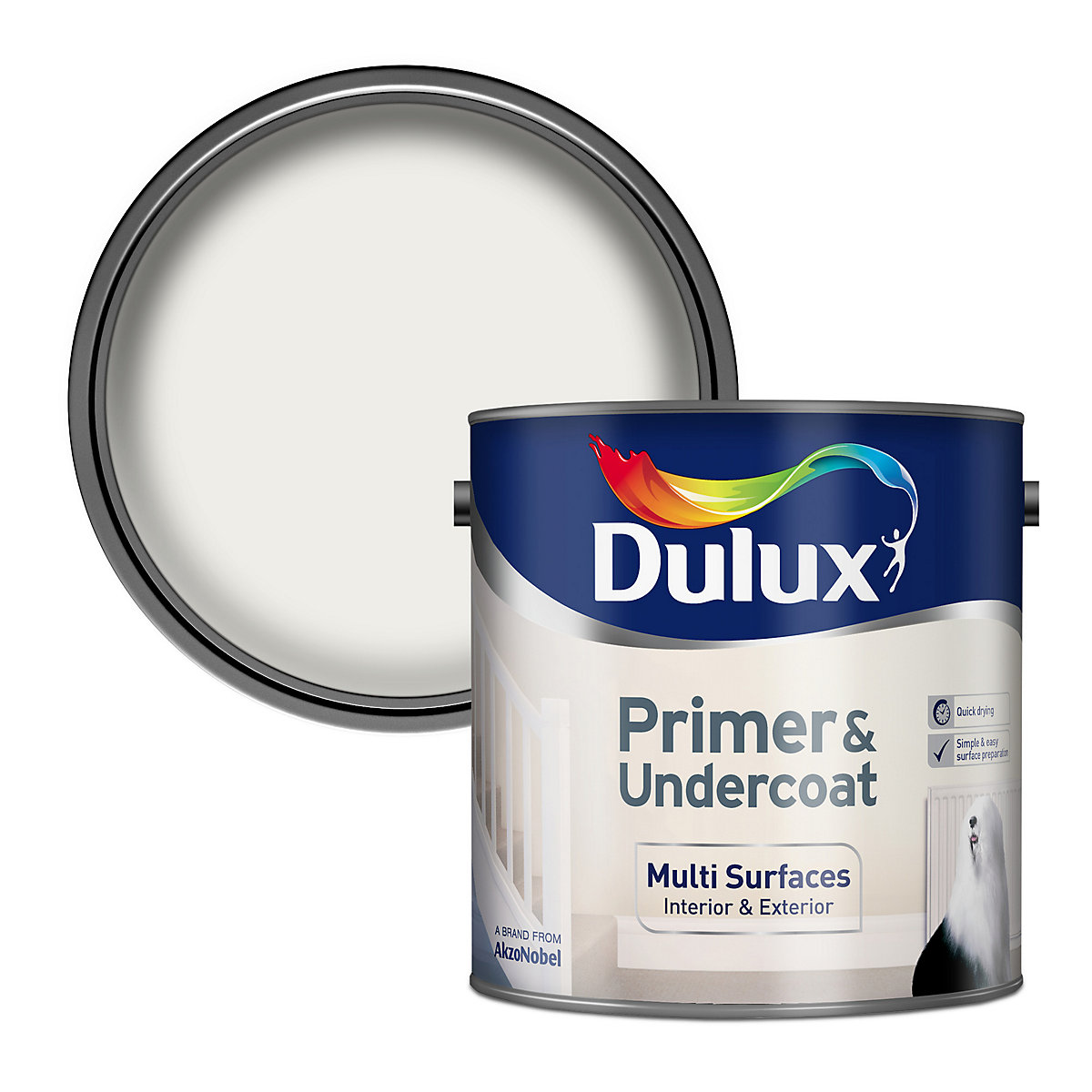 Dulux Universal White Multi-surface Primer & undercoat, 2.5L Dulux Universal White Multi-surface Primer & undercoat, 2.5L