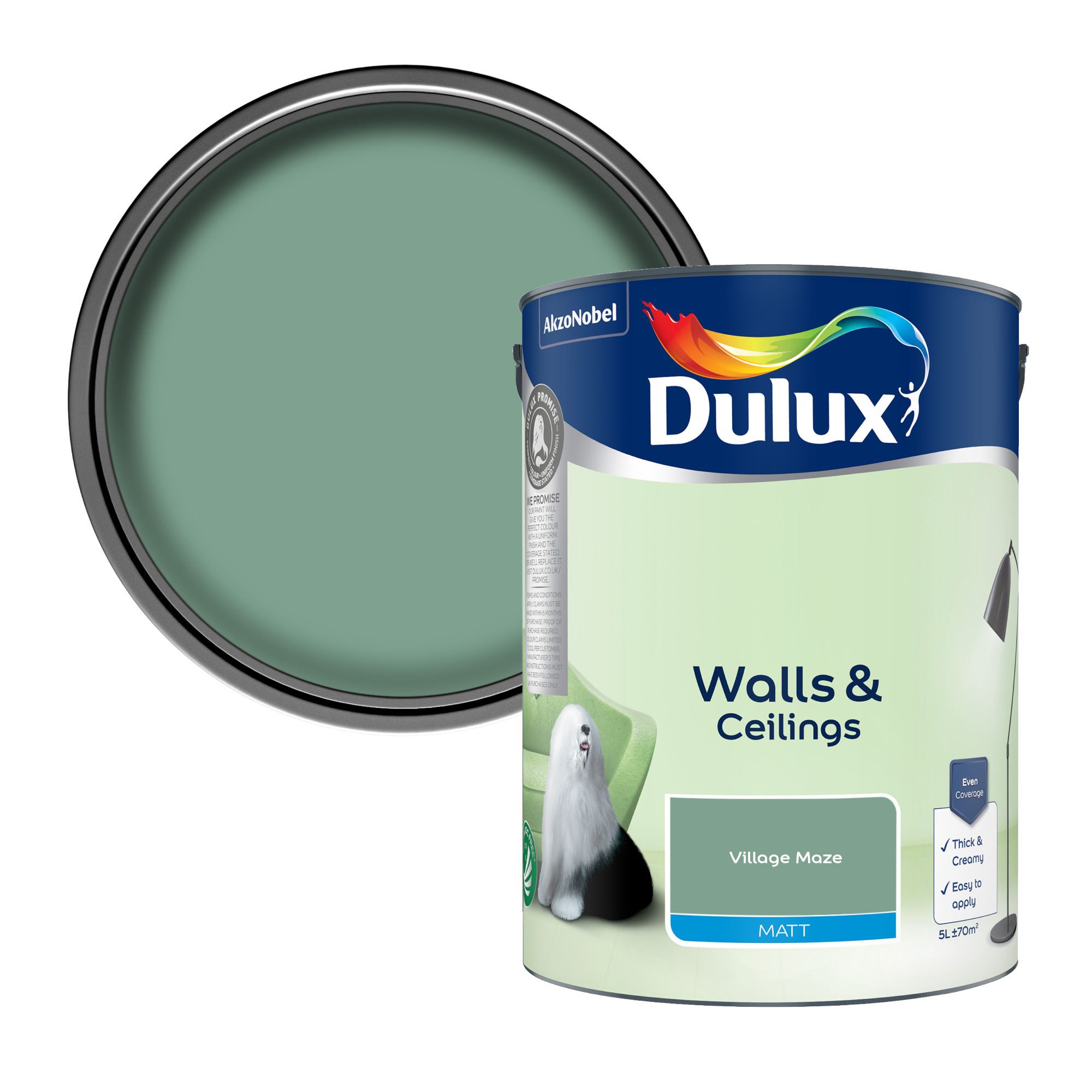 Dulux Village Maze Matt Wall & ceiling Emulsion paint, 5L
