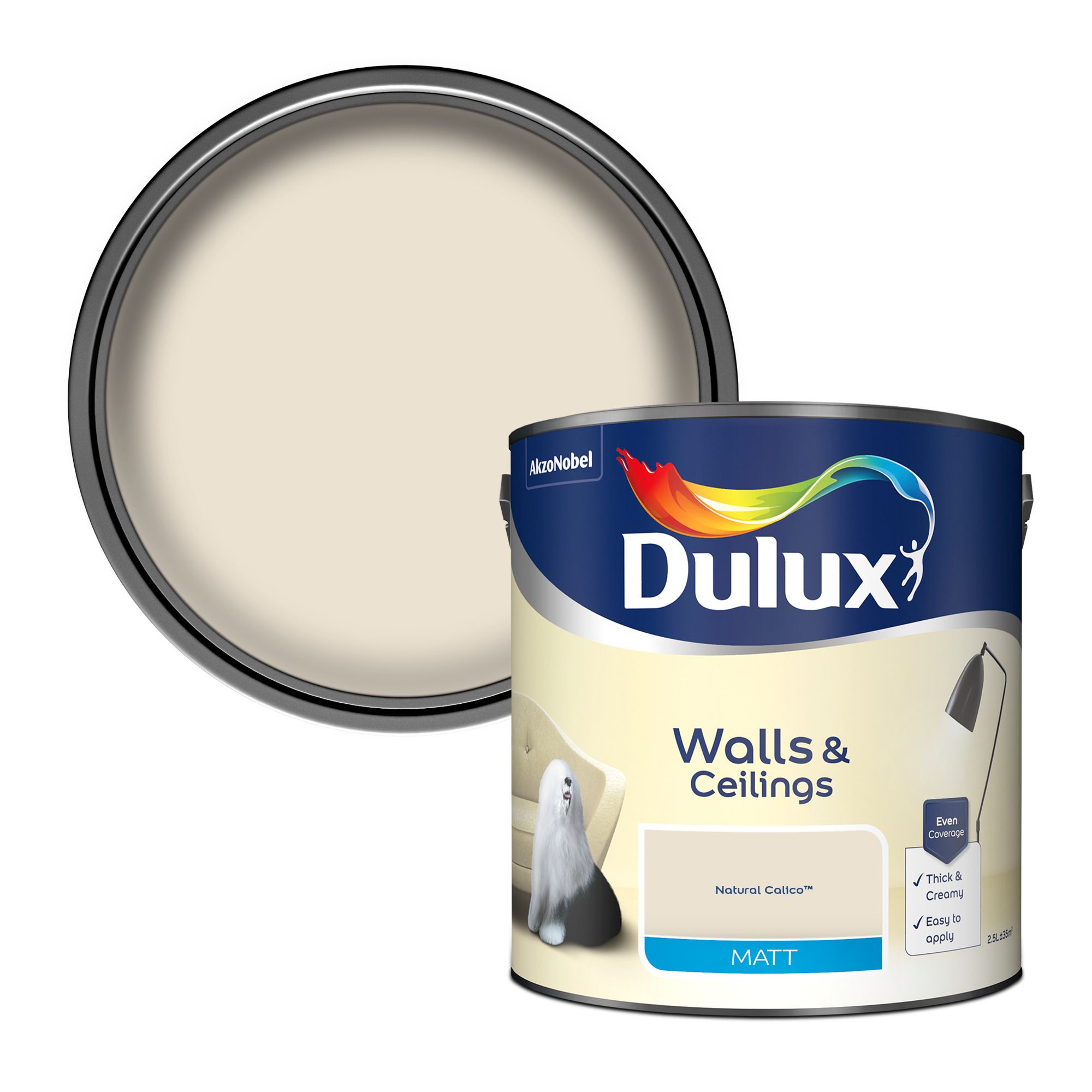 Dulux Walls & ceilings Calico Matt Emulsion paint, 2.5L | £22 at B&Q