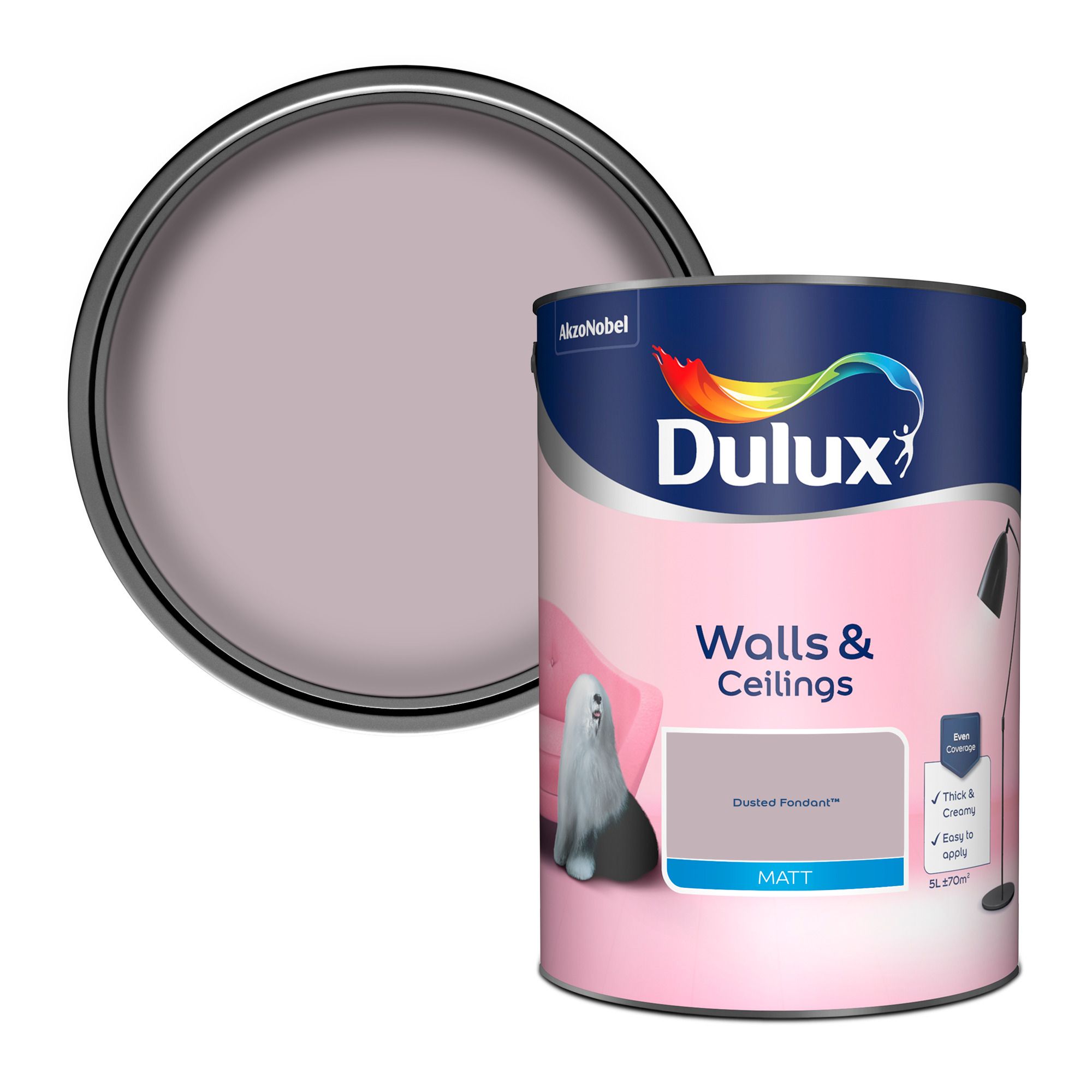 Dulux Walls & Ceilings Dusted fondant Matt Emulsion paint, 5L