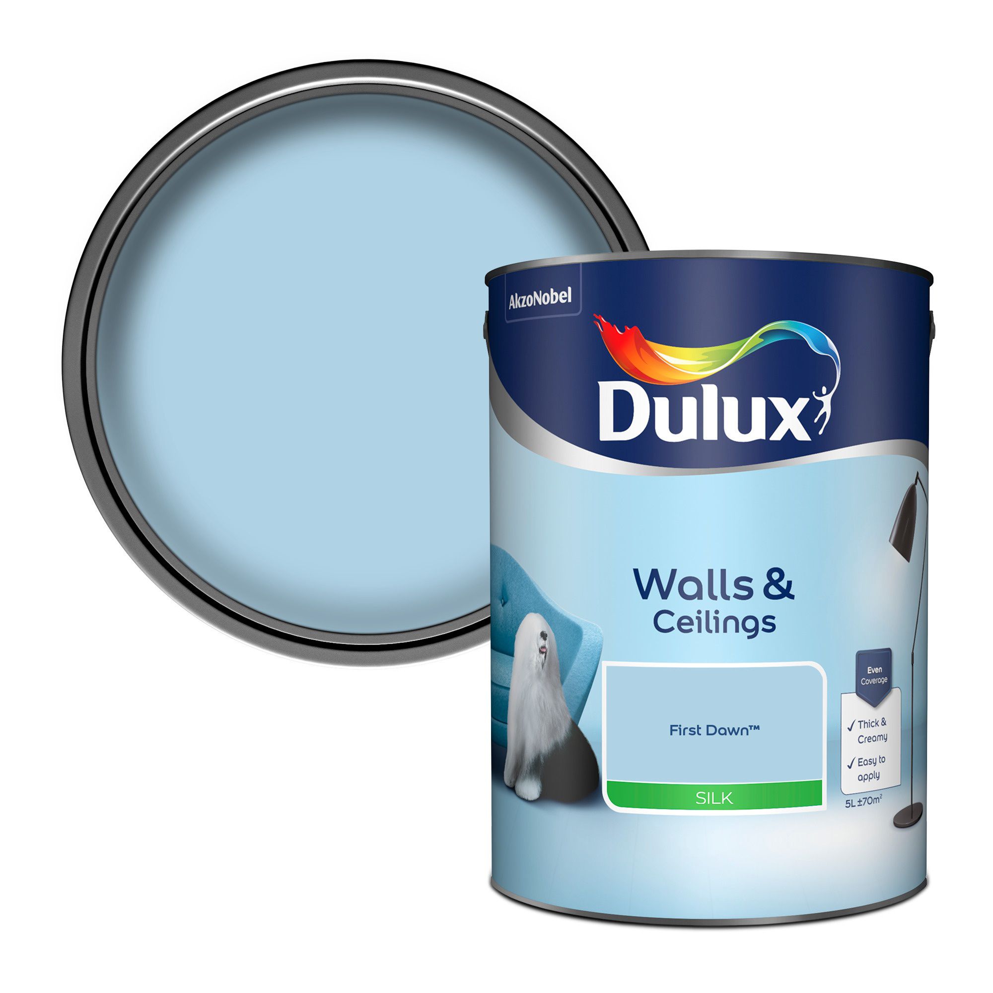 Dulux Walls & ceilings First dawn Silk Emulsion paint, 5L | DIY at B&Q