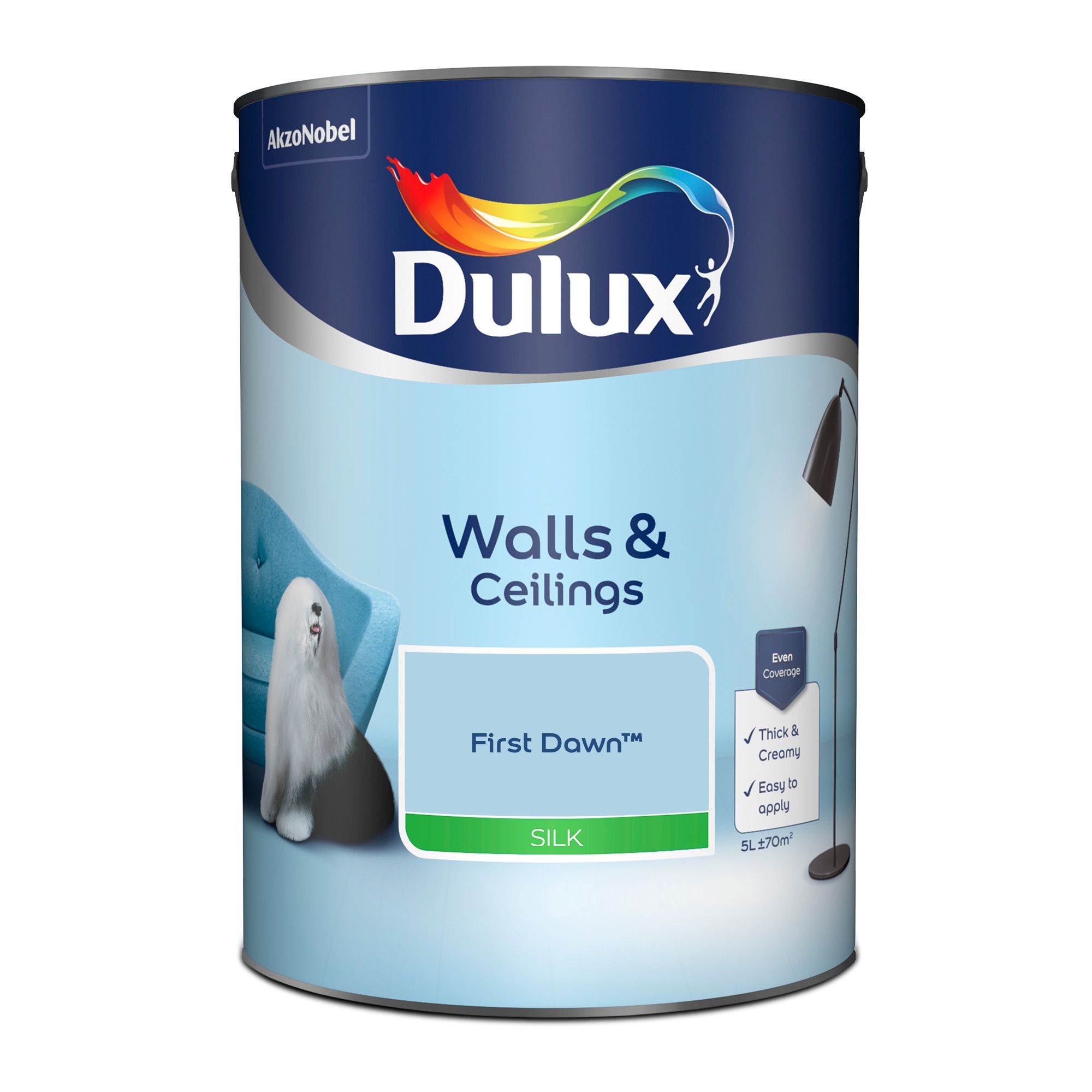 Dulux Walls & ceilings First dawn Silk Wall & ceiling Emulsion paint, 5L