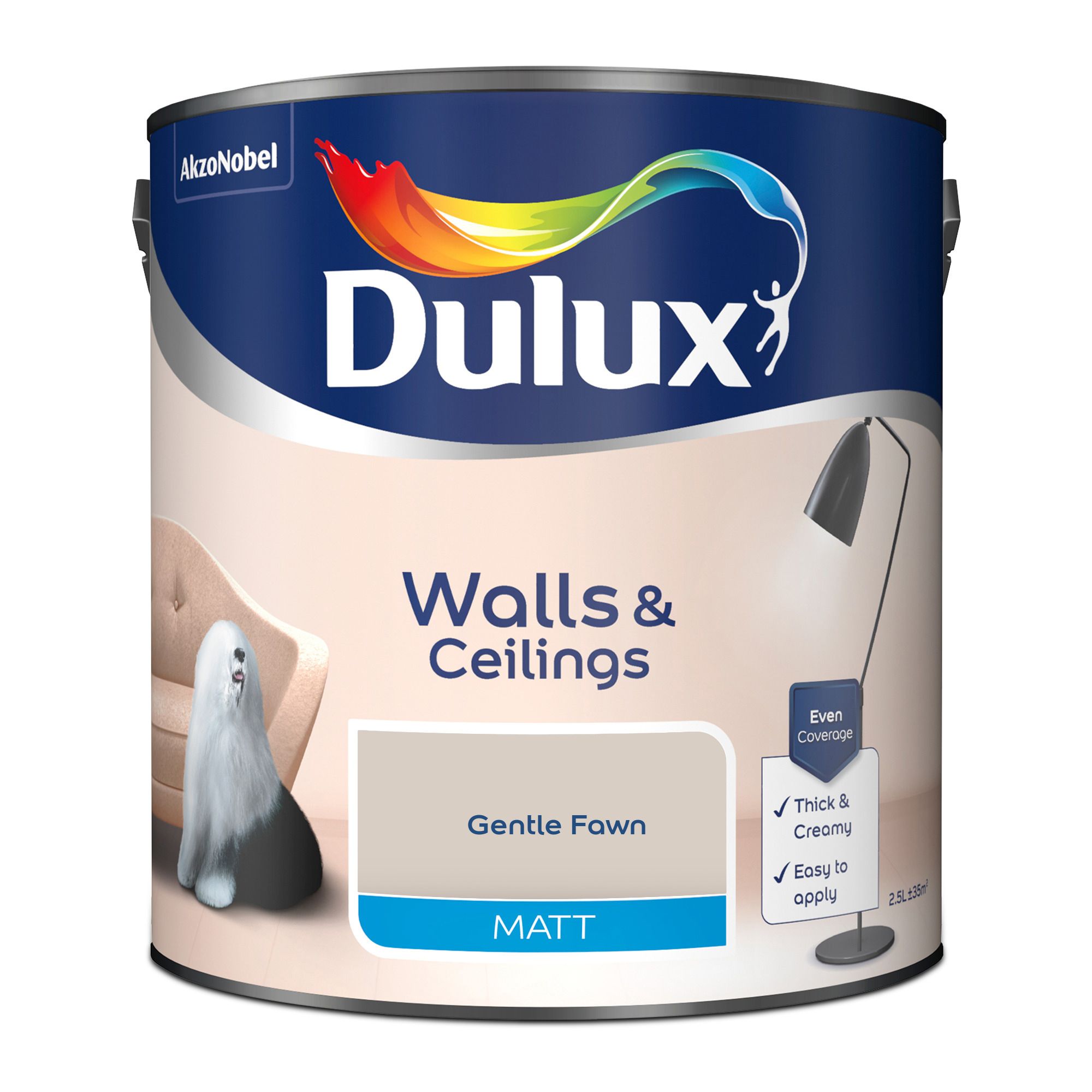 Dulux Walls & ceilings Gentle fawn Matt Emulsion paint, 2.5L | DIY at B&Q