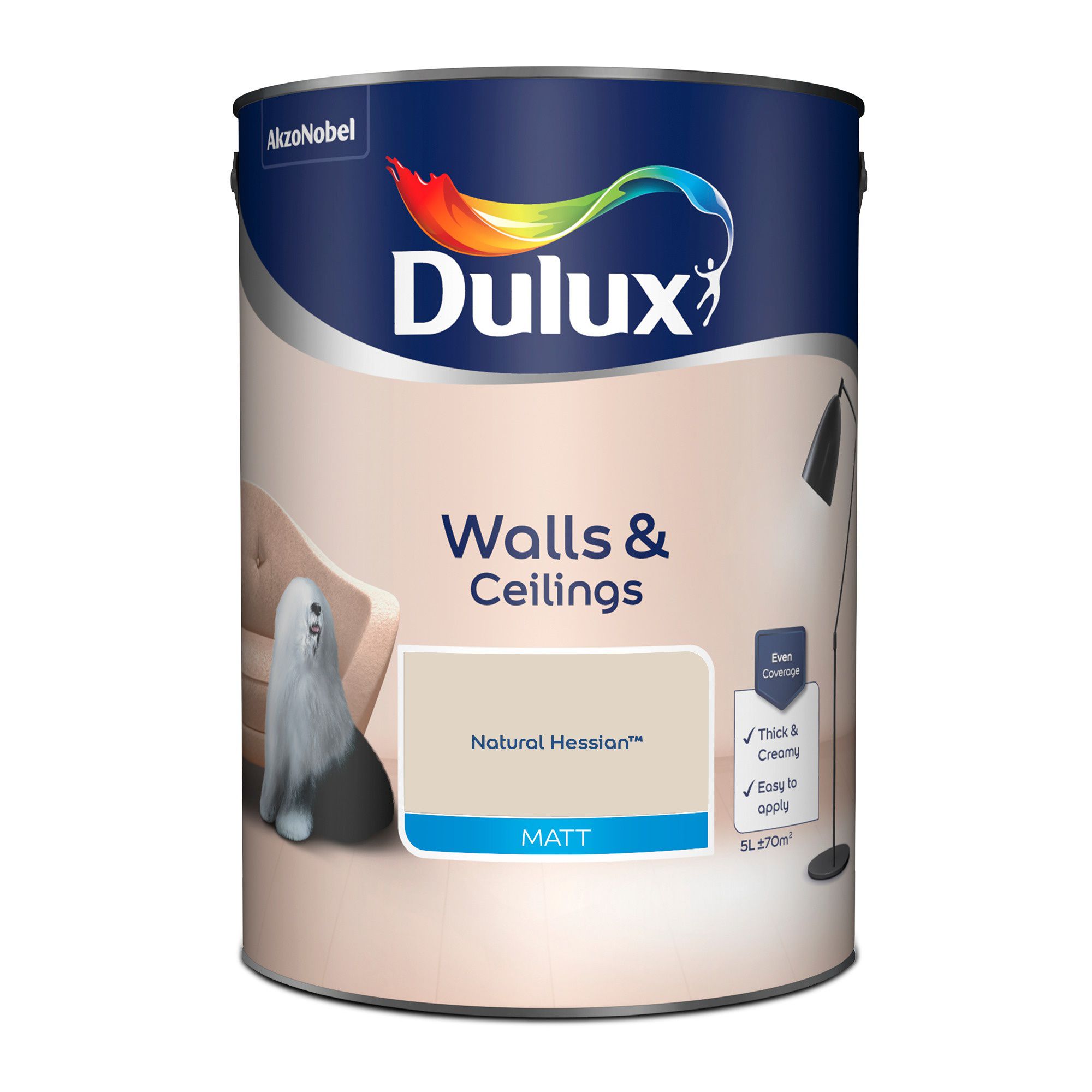 Dulux Walls & ceilings Natural hessian Matt Emulsion paint, 5L | DIY at B&Q
