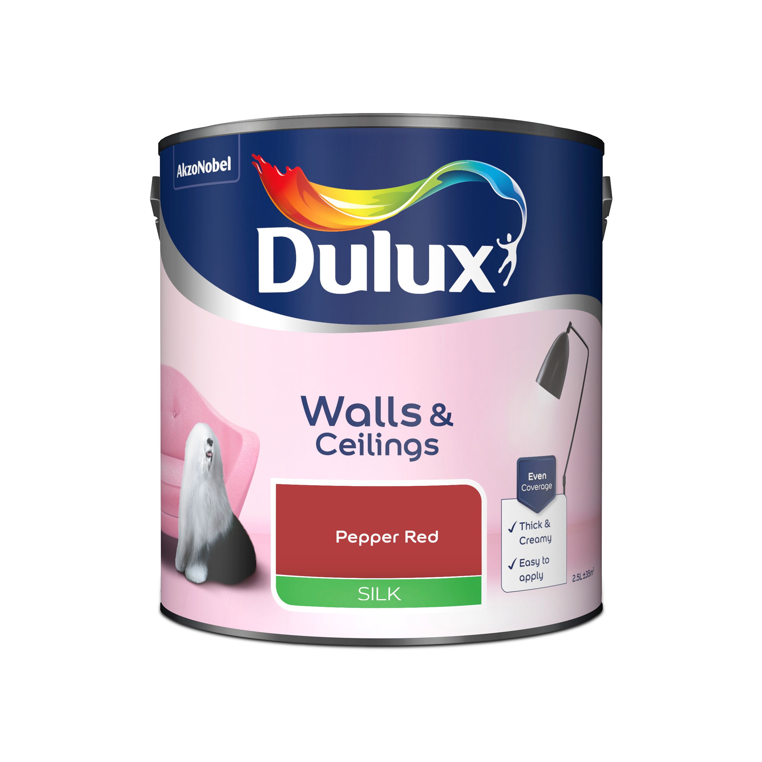 Dulux Walls & ceilings Pepper red Silk Emulsion paint, 2.5L | DIY at B&Q