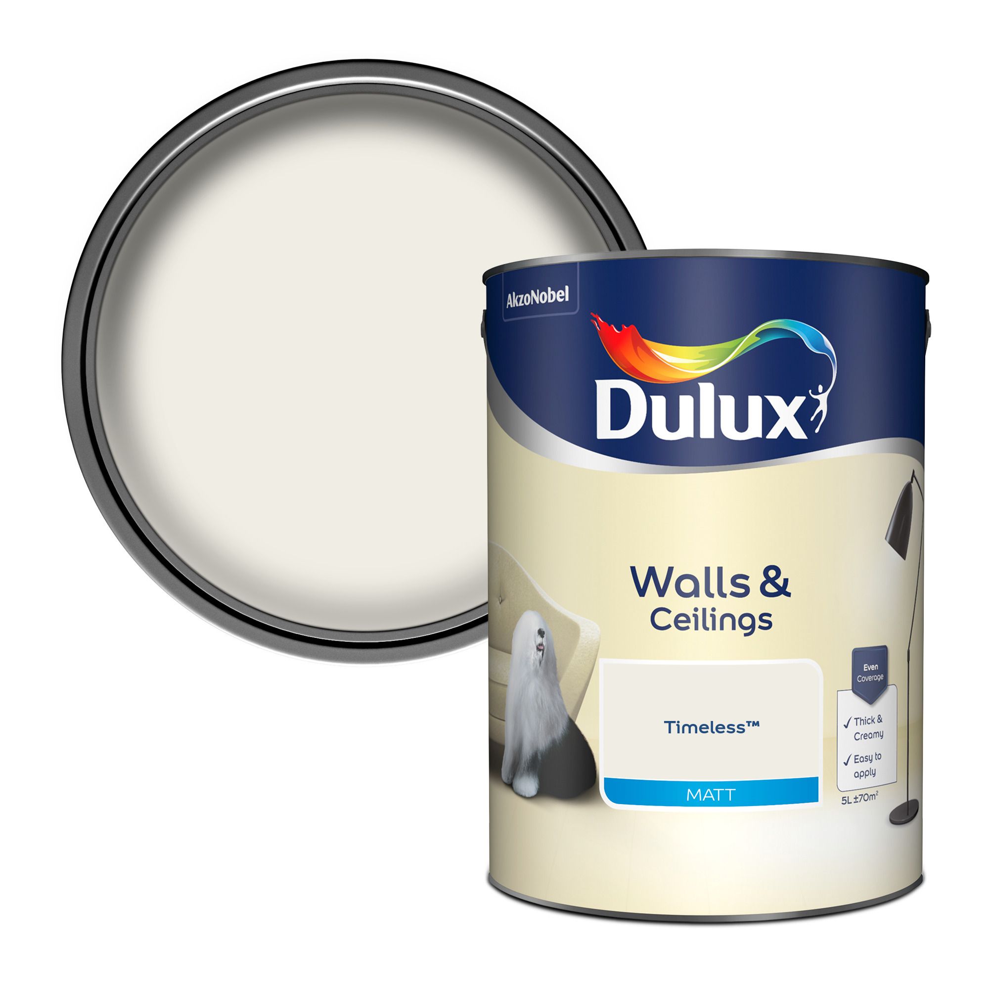 Dulux Walls & ceilings Timeless Matt Wall & ceiling Emulsion paint, 5L